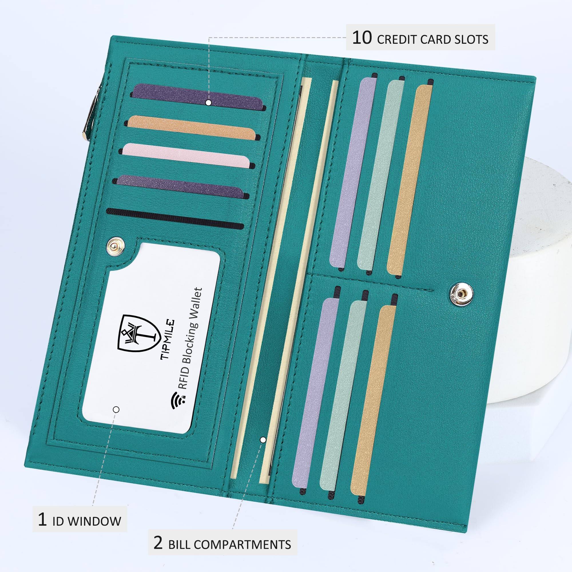 Jadie Link Ultra Slim Wallet Women Bifold Leather Rfid Blocking Credit ...