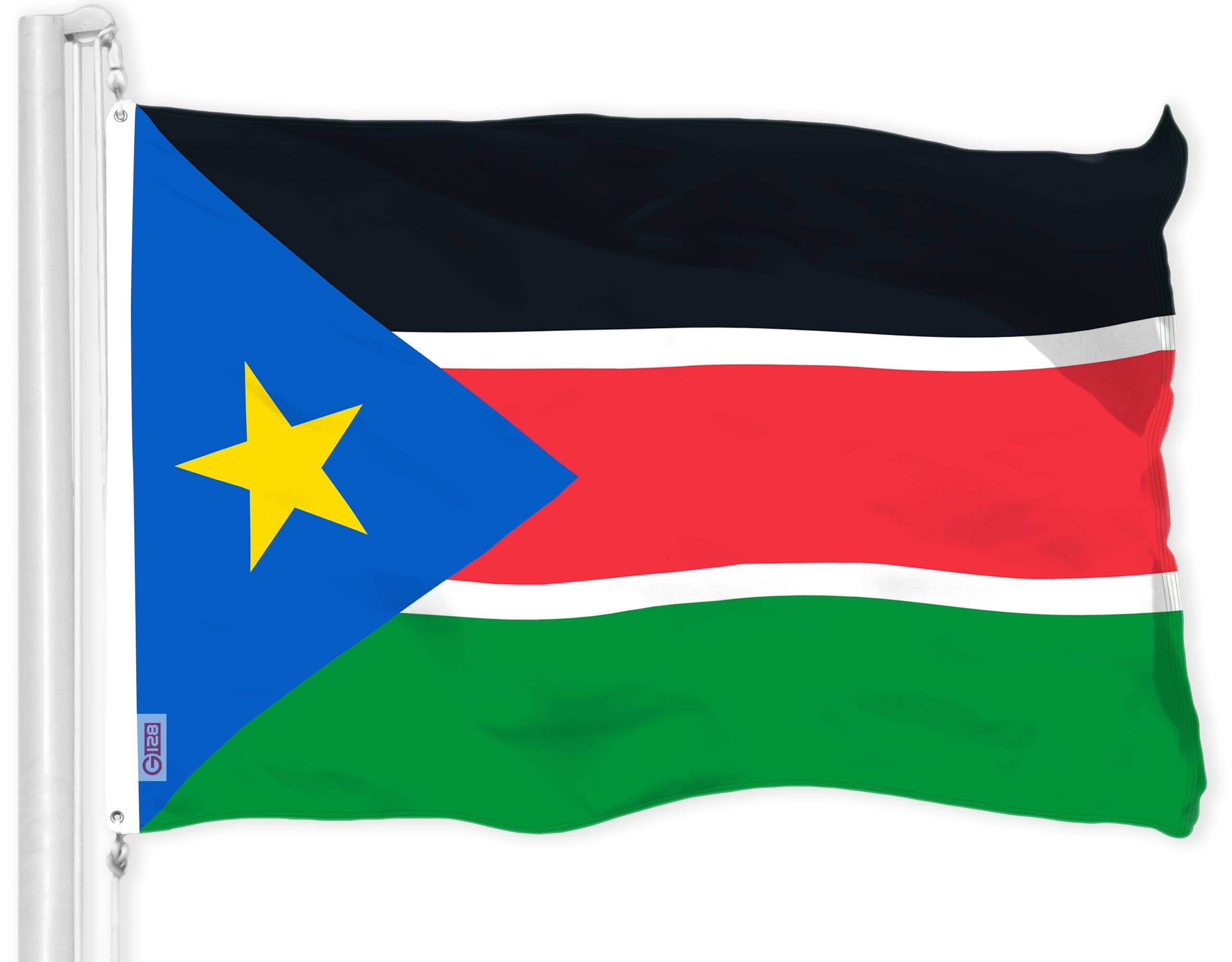 G128 South Sudan Flag, 3 x 5 ft Printed 150D Polyester with Brass ...