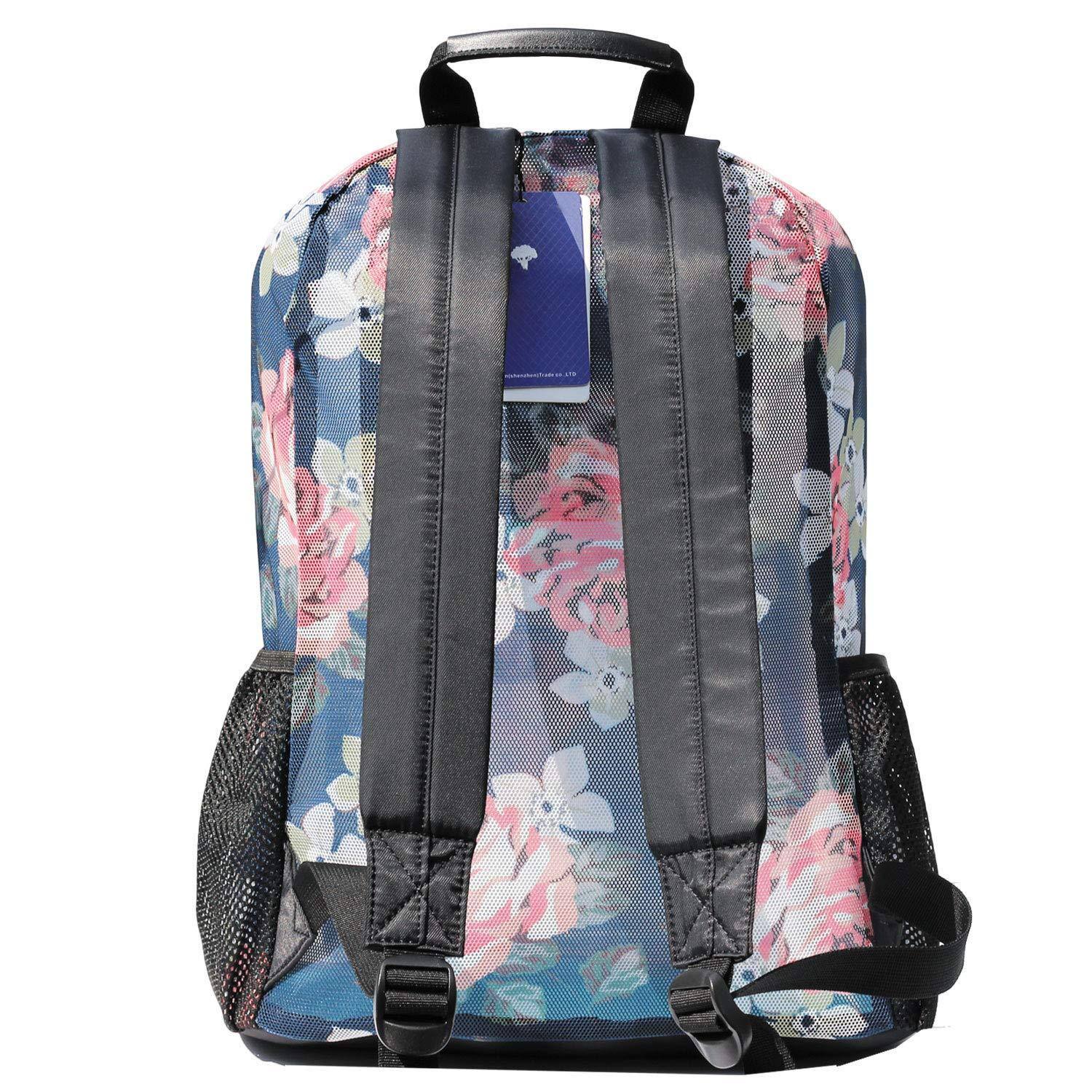 Cozy Serene Print Mesh Backpack Semi transparent Sackpack See Through ...