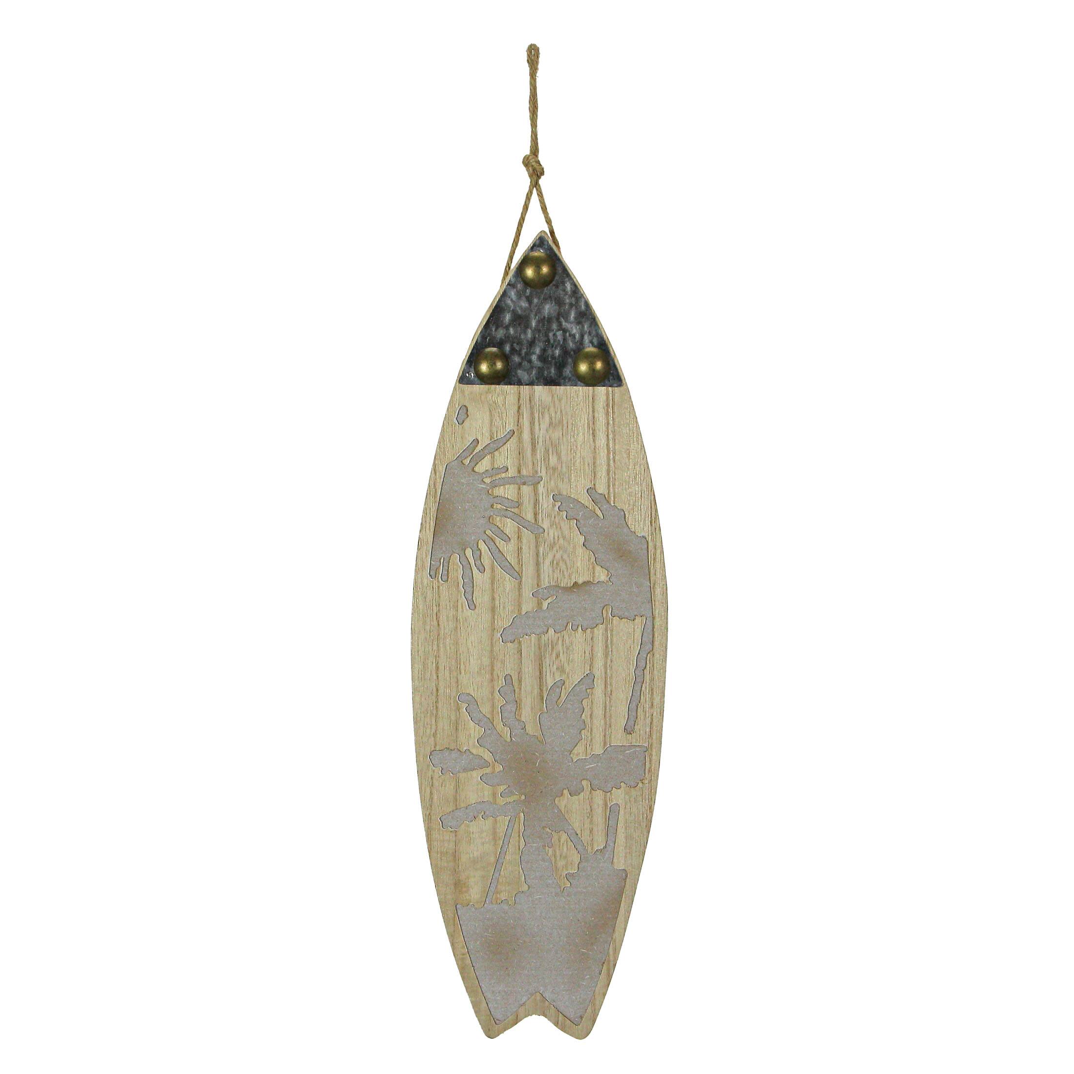 Things2Die4 16 Inch Carved Wood & Metal Surfboard Wall Hanging Beach ...
