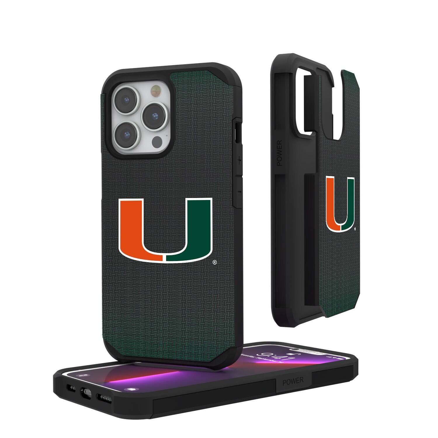 Keyscaper NCAA Miami Hurricanes Linen Logo iPhone Rugged Case 14 Black ...