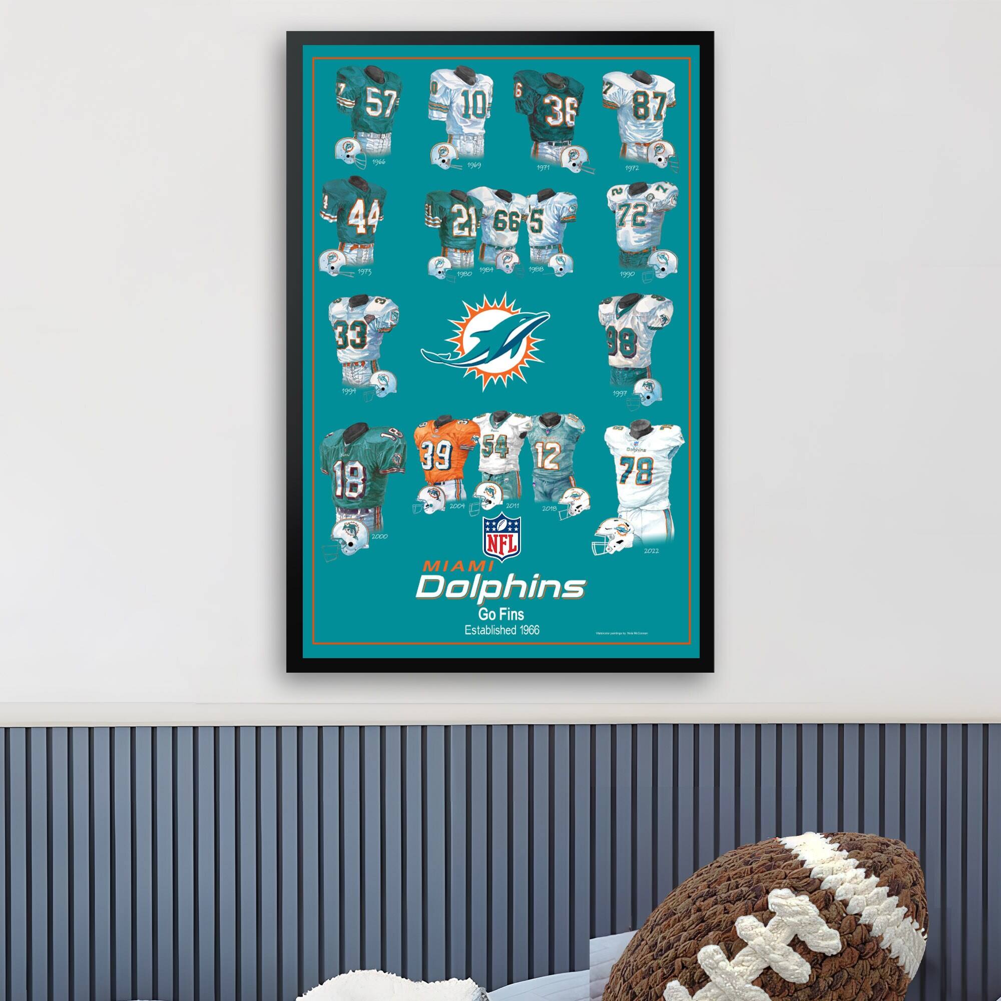 Sporticulture Miami Dolphins 14" x 20" Uniform Heritage Framed Art ...