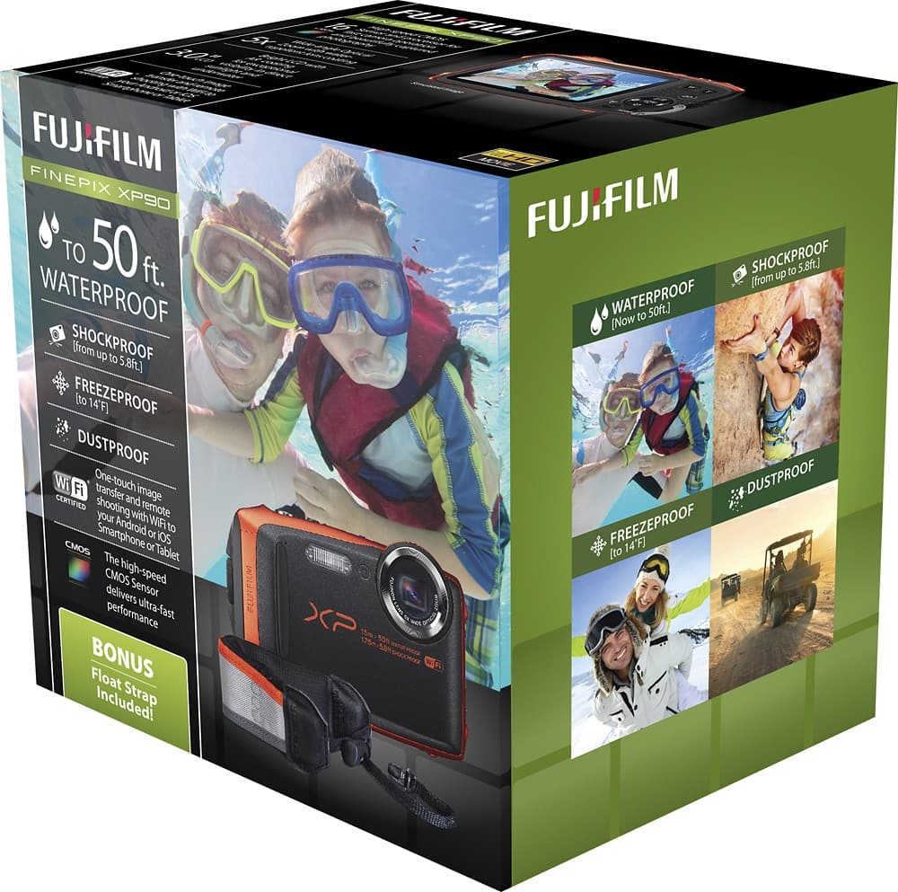 Best Buy: Fujifilm FinePix XP Series XP90 16.4-Megapixel Waterproof Digital Camera Orange 600016103