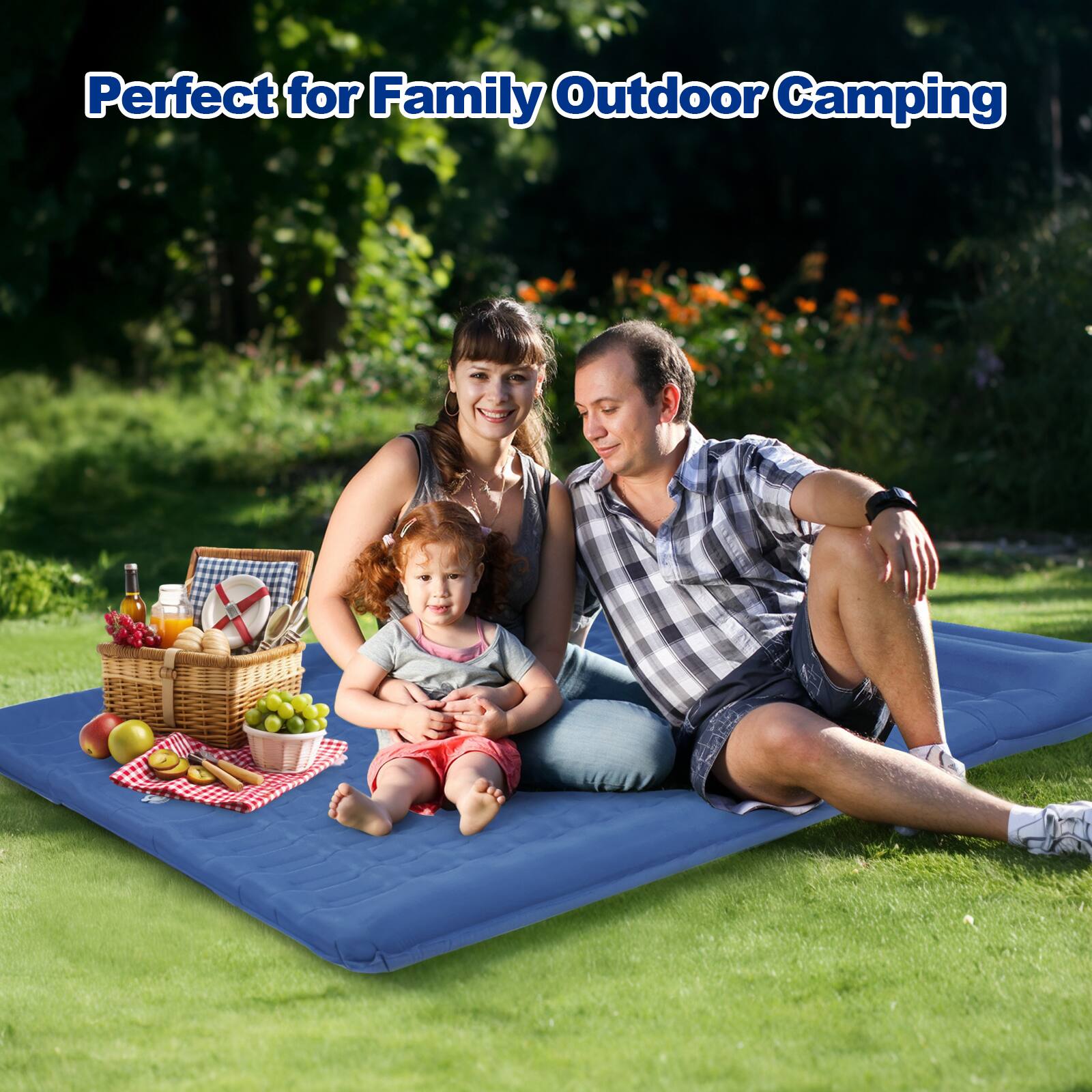 CAMULAND Double Camping Sleeping Pad Inflatable Mat with Built in ...