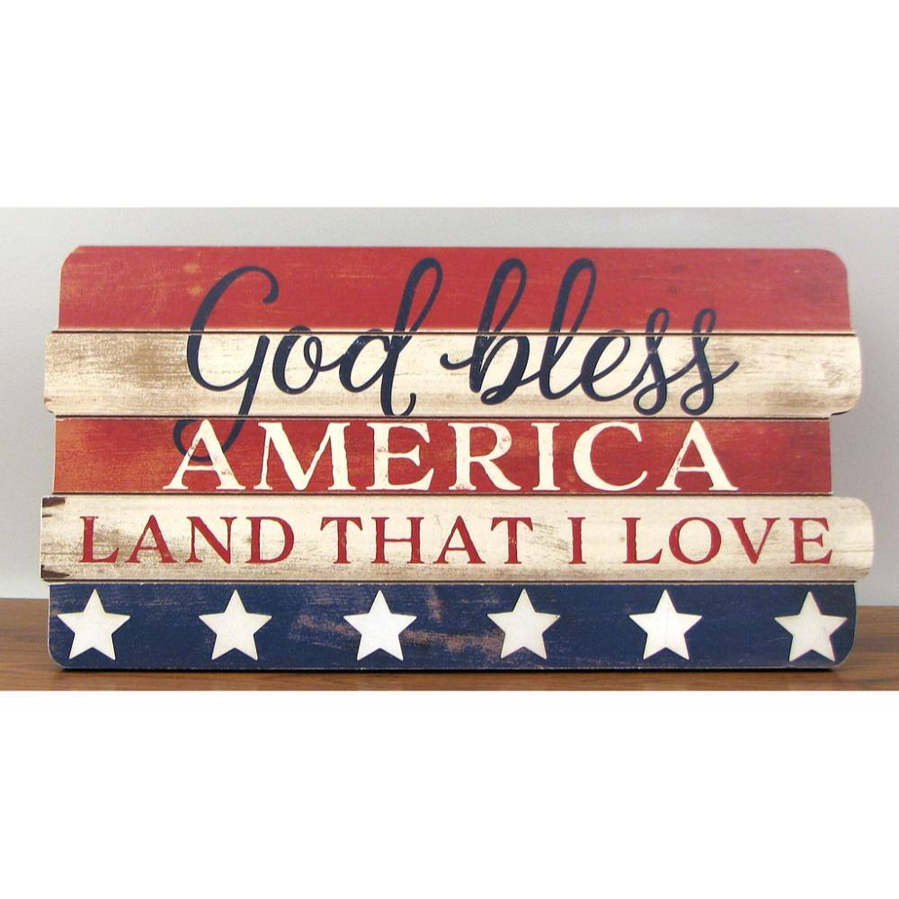 BreeBe "God Bless America" Wood Sign Multicolor 049-36516 - Best Buy