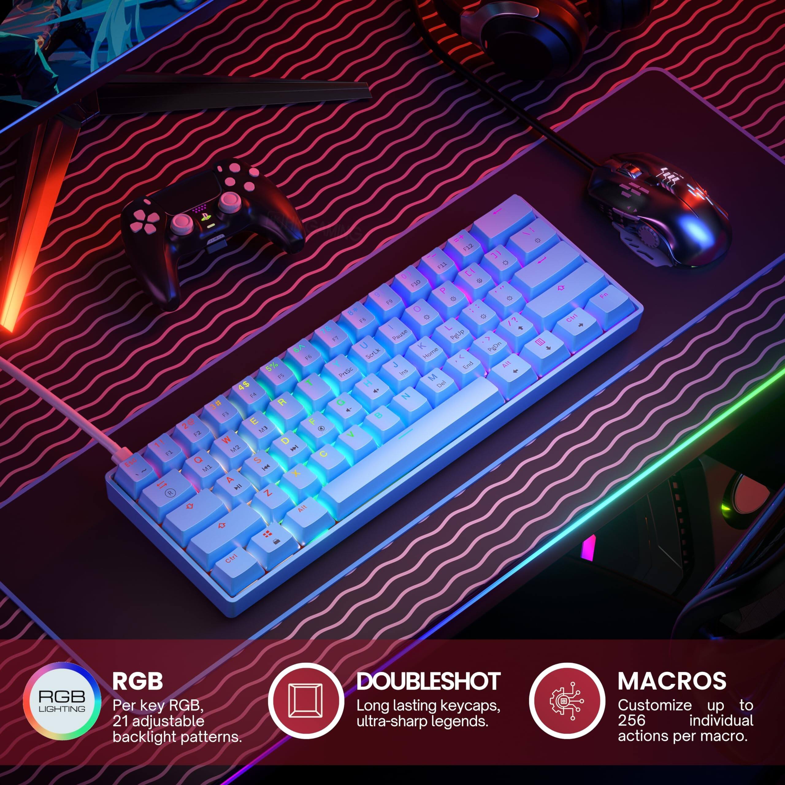 Cedar Assembly Gk61 60 V3 Hotswap Mechanical Rgb Led Backlit For Pcmac Gamer Layout blue Gateron ...