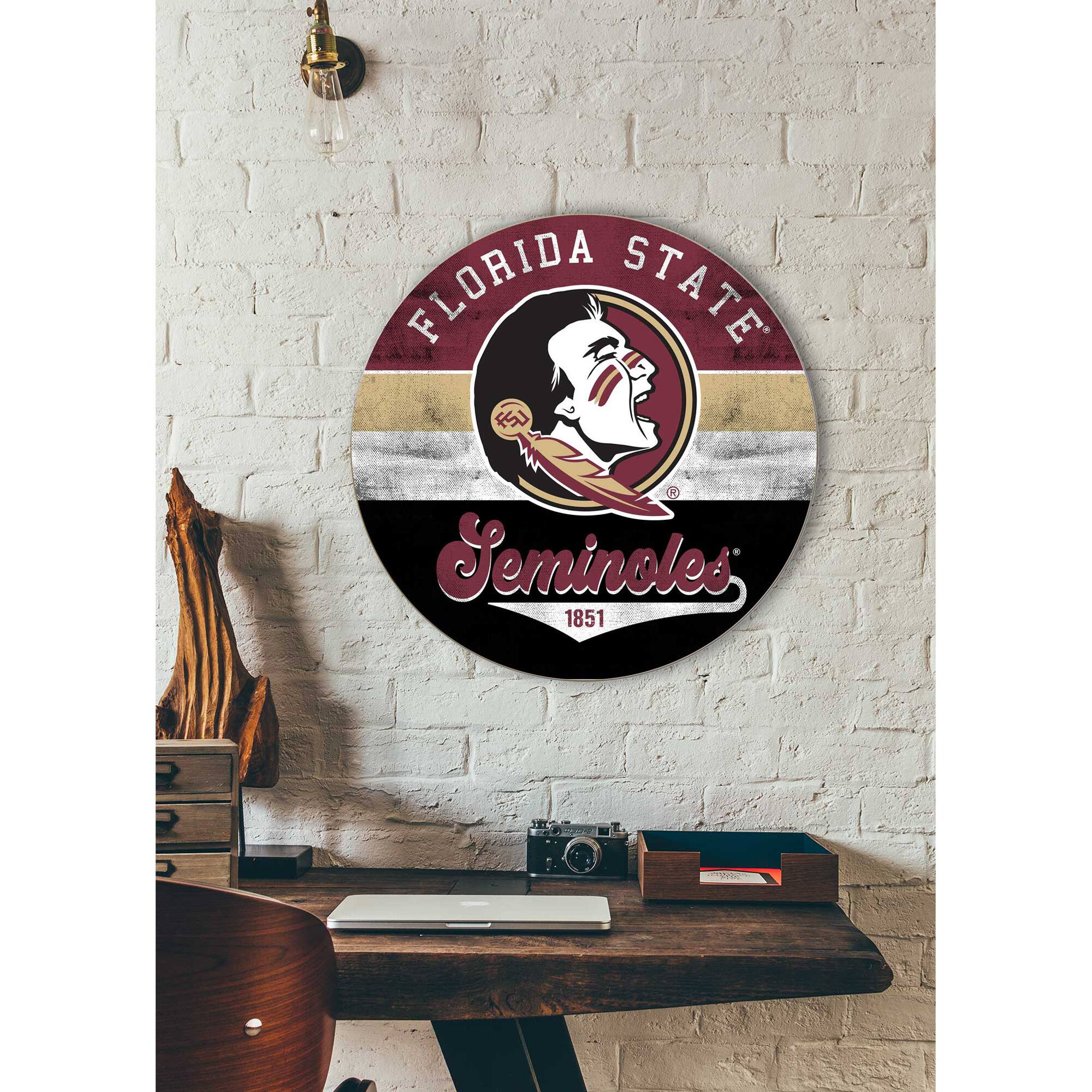 Jardine Florida State Seminoles 20'' x 20'' Retro Logo Circle Sign ...