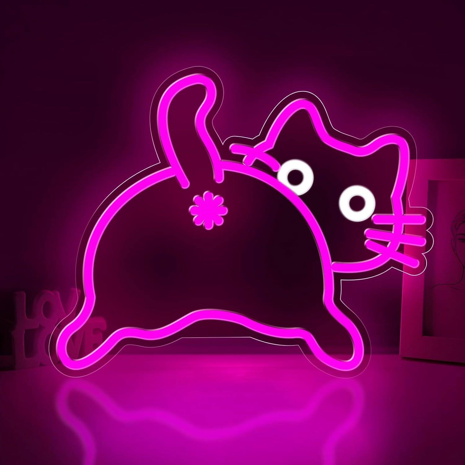 Auledio Cat Neon Sign for Wall Decor,Dimmable Funny Kitty Neon Light ...