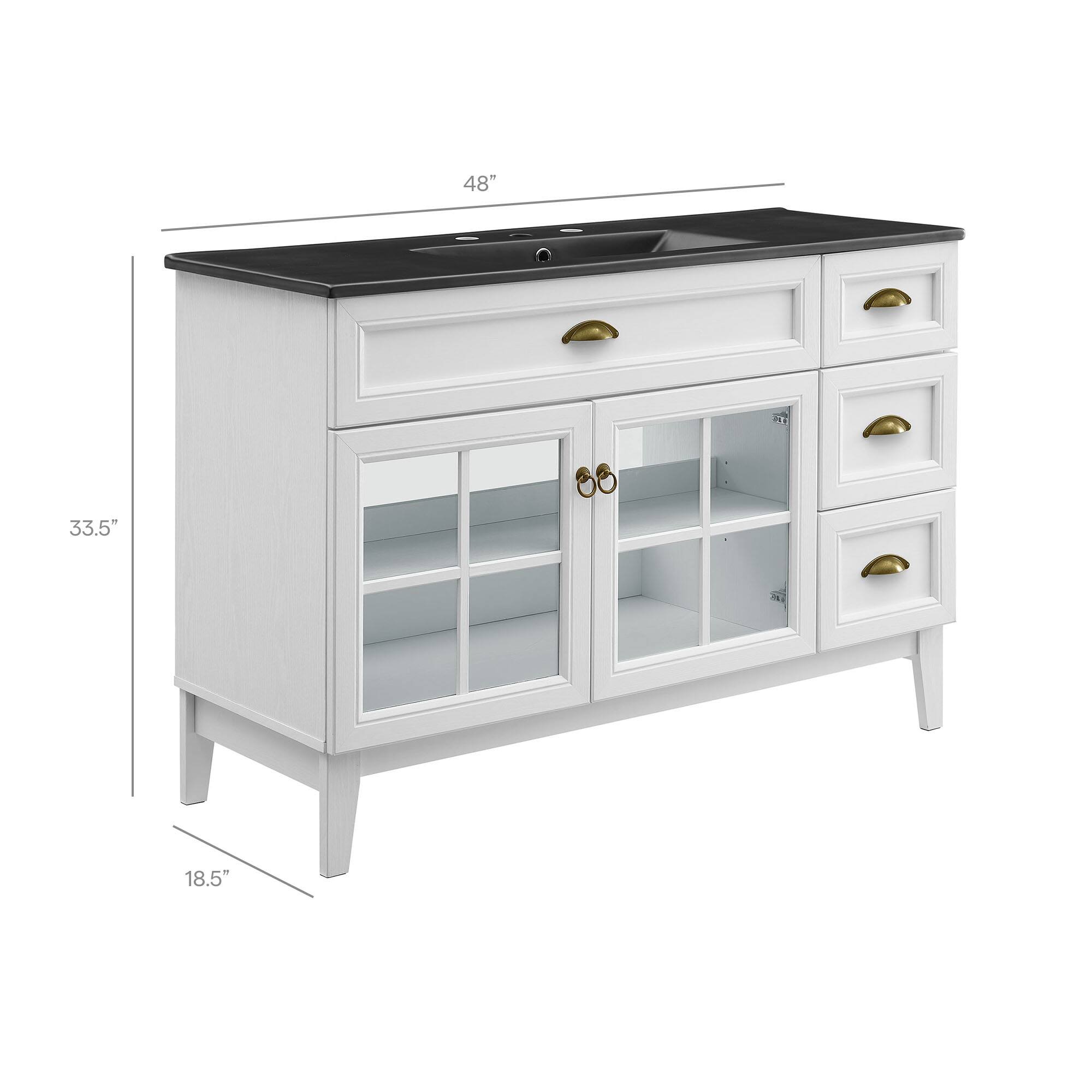 Modway Isle Bathroom Vanity Basin Included White Black EEI-5479-WHI-BLK ...