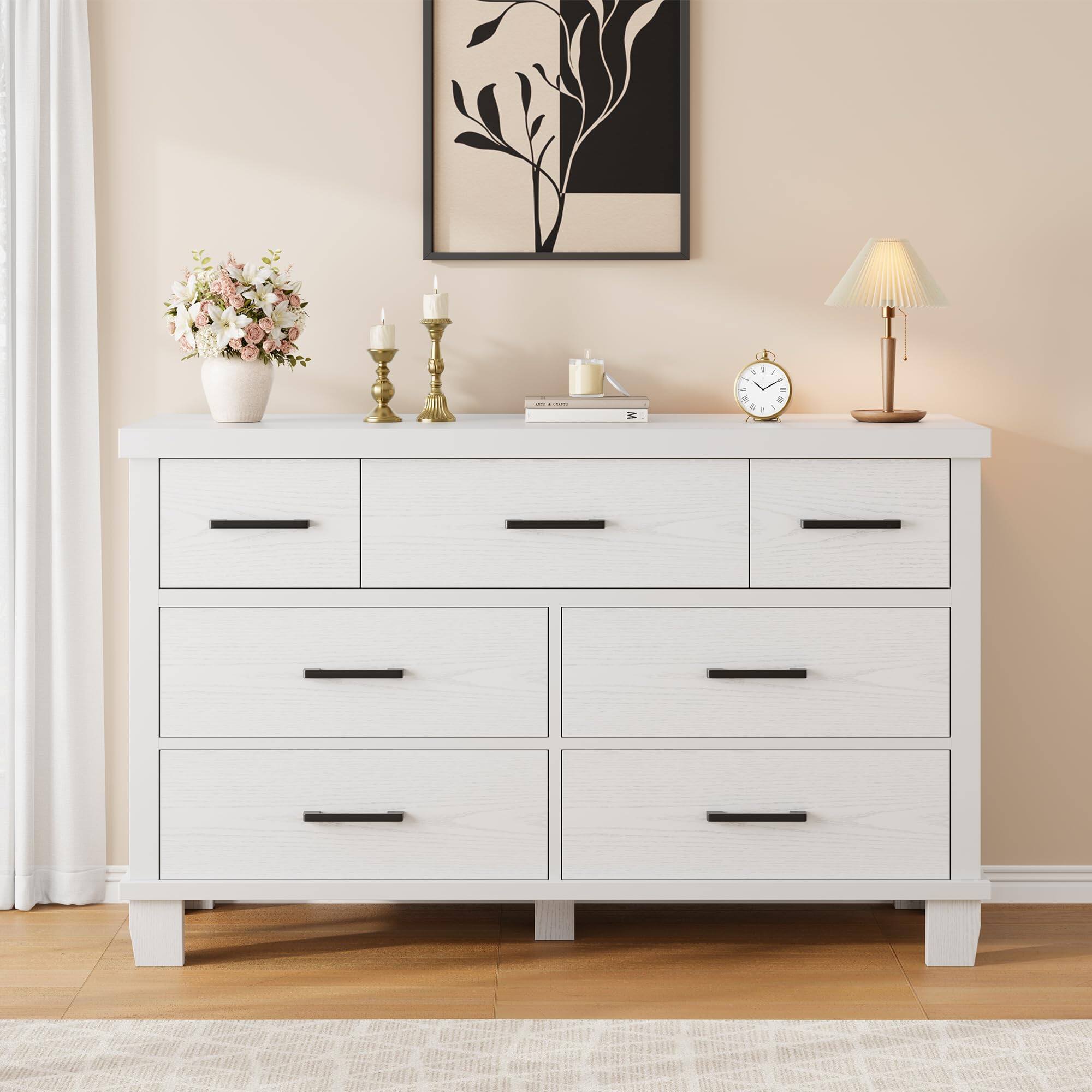 Acekool Dresser for Bedroom with 7 Drawers, Modern Chest of Drawers ...