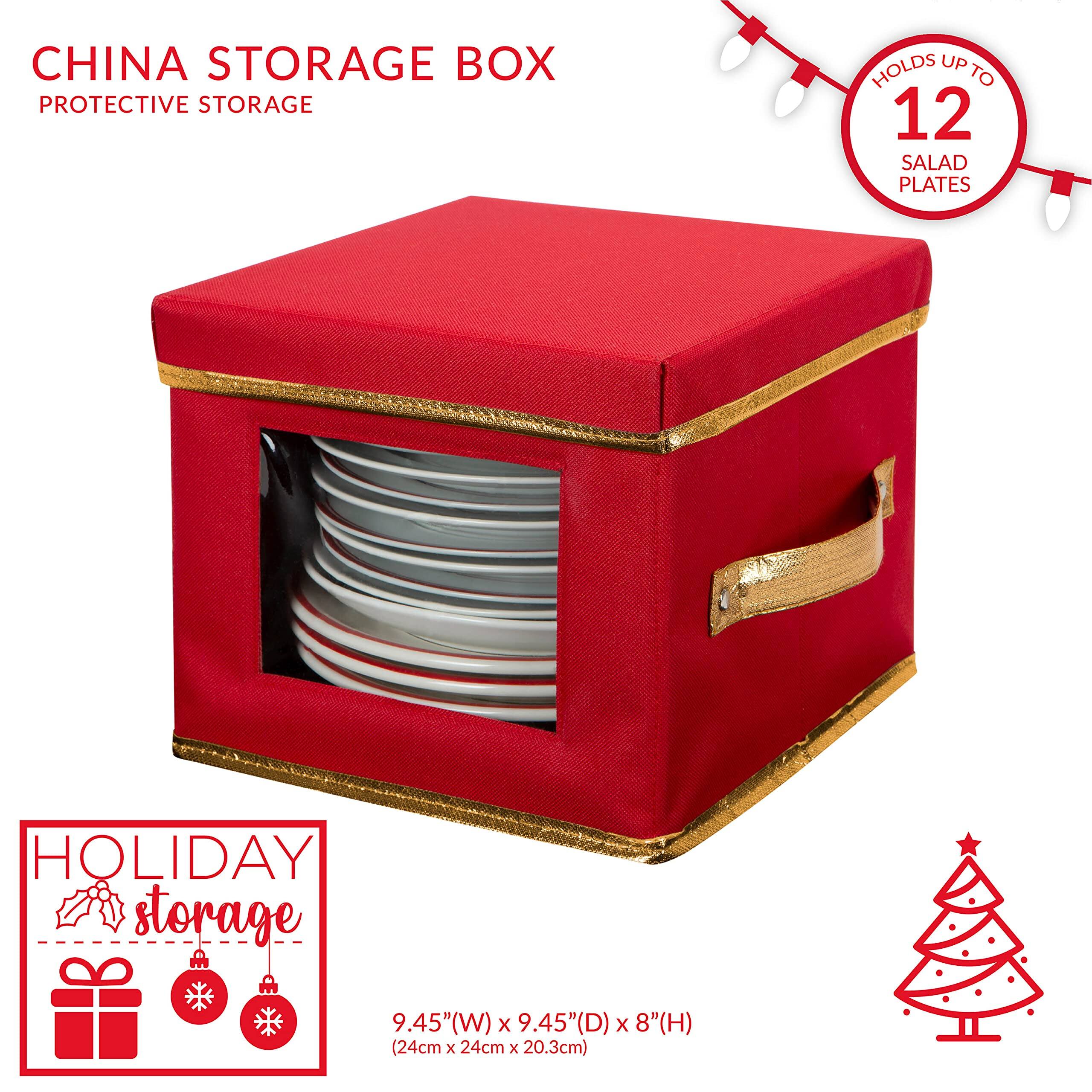 Paradigms Interiors Holiday Dinnerware Storage Box 9. Christmas 12 Felt Dividers Tableware ...