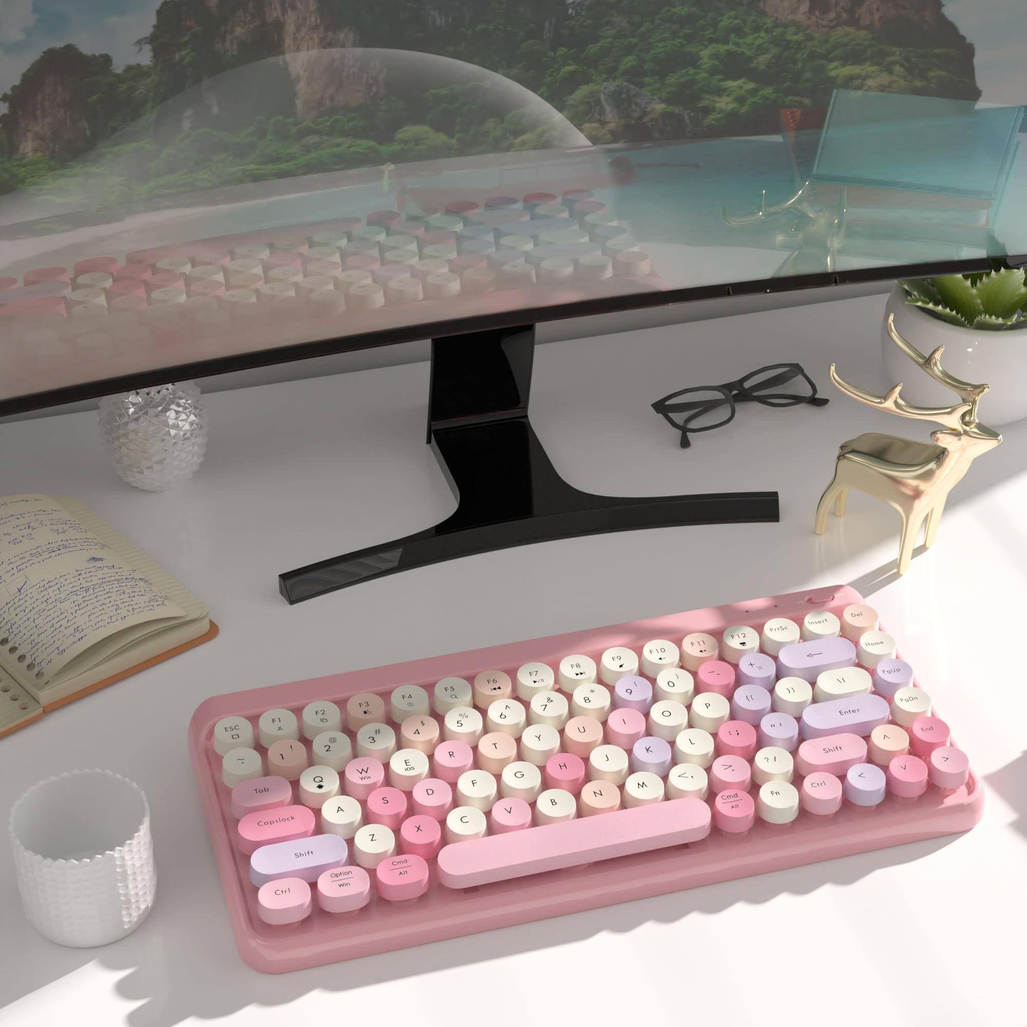 Earthley Blooms Portable Colorful Computer Keyboards Wireless Mini ...