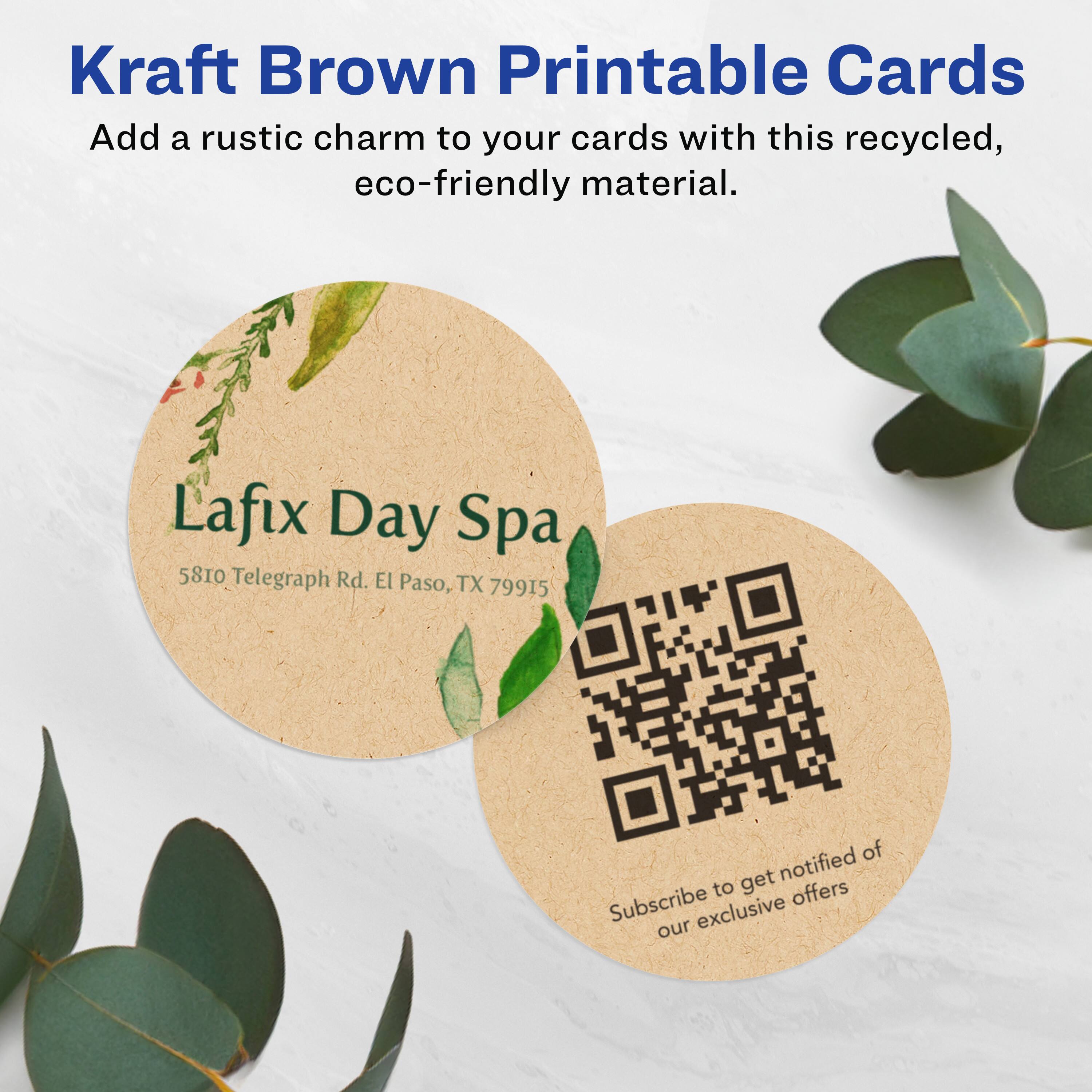 Avery Printable Business Cards, 2" Diameter, Kraft 120ct Brown 95268 ...