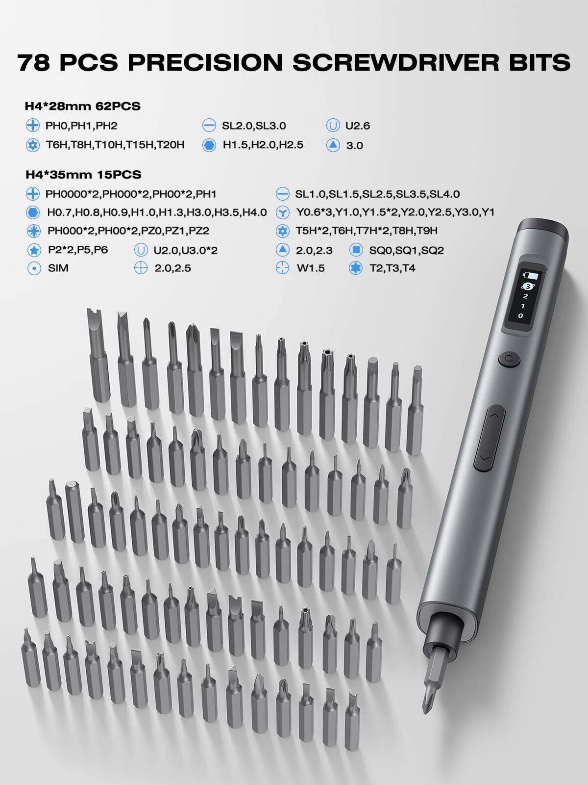 JETRANSPORT 90 in 1 Mini Electric Precision Set Cordless With 78 S2 Bits 0.15 0.55 N.m Torque ...