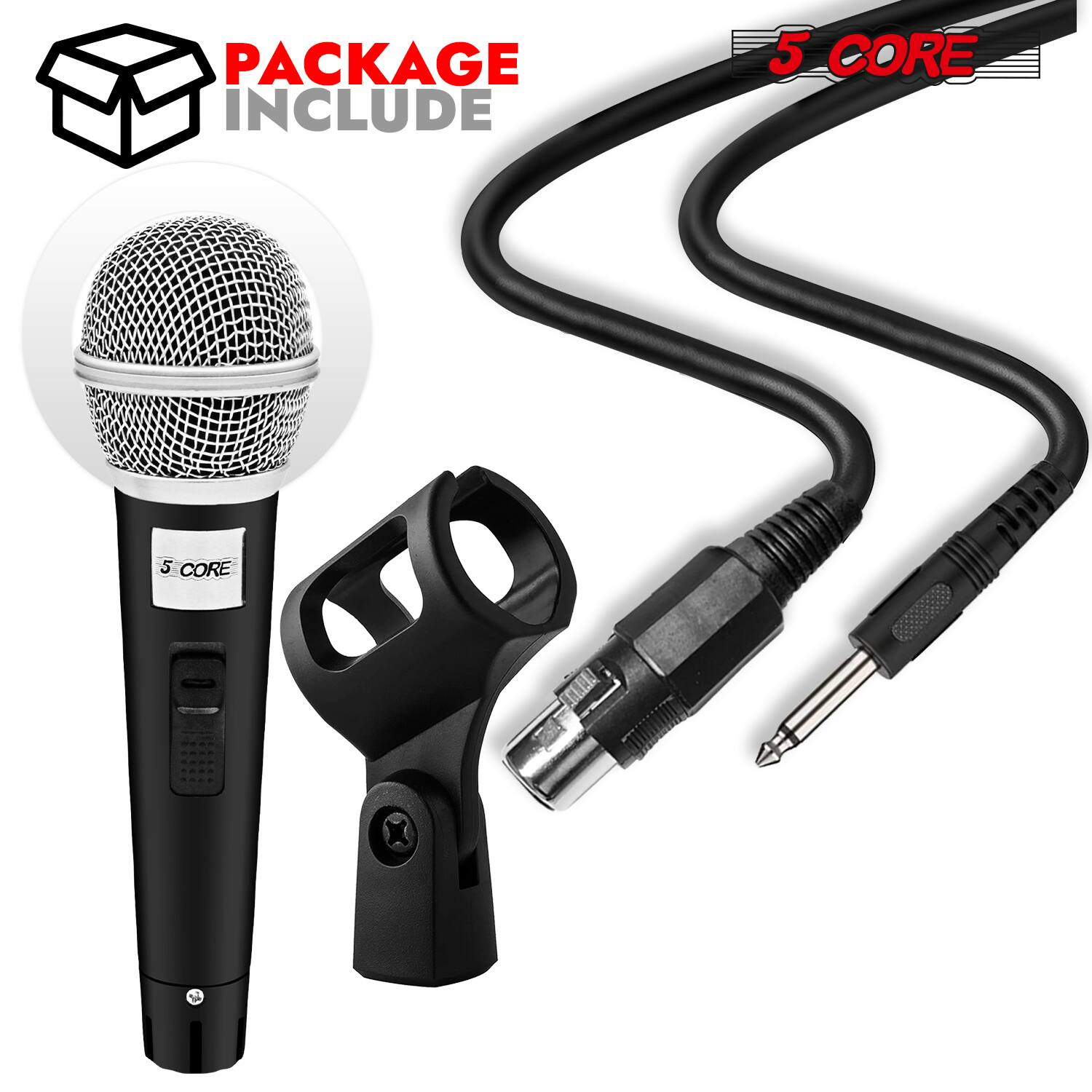 5 CORE 5Core XLR Microphone Dynamic Mic Karaoke Singing Studio Mics ...