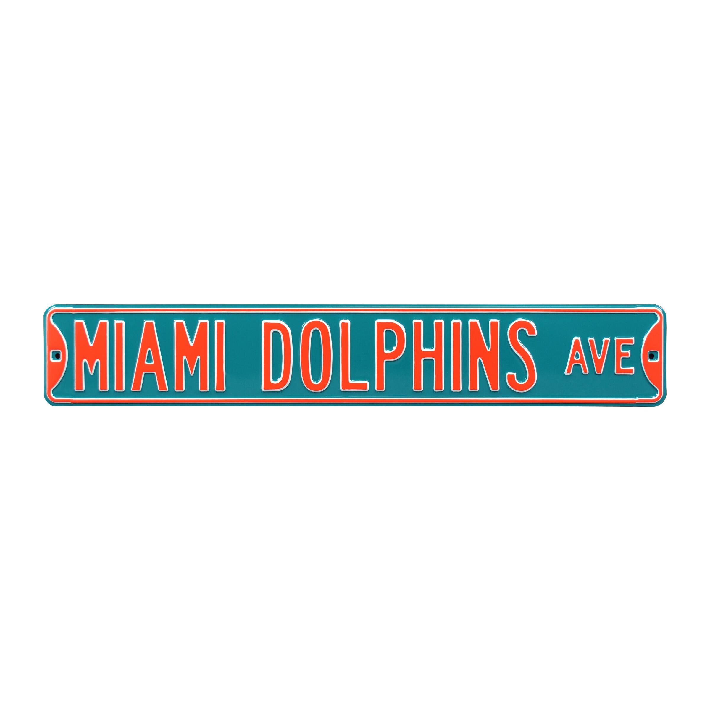 Authentic Street Signs Aqua Miami Dolphins 6" x 36" Steel Street Sign ...