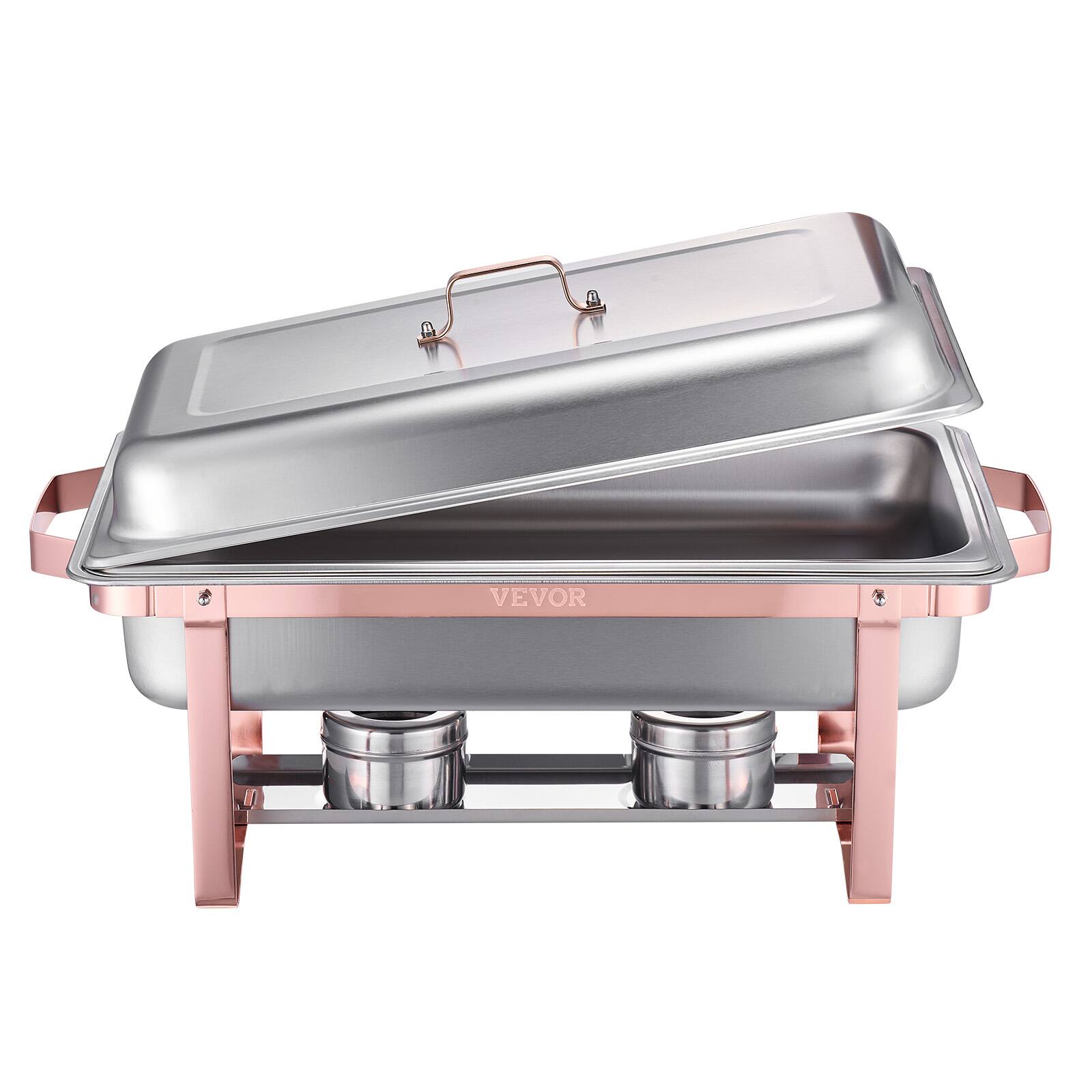 VEVOR Chafing Dish Buffet Set, 8 Qt 2 Pack, Stainless Steel Chafer with 2 Full Size Pans ...