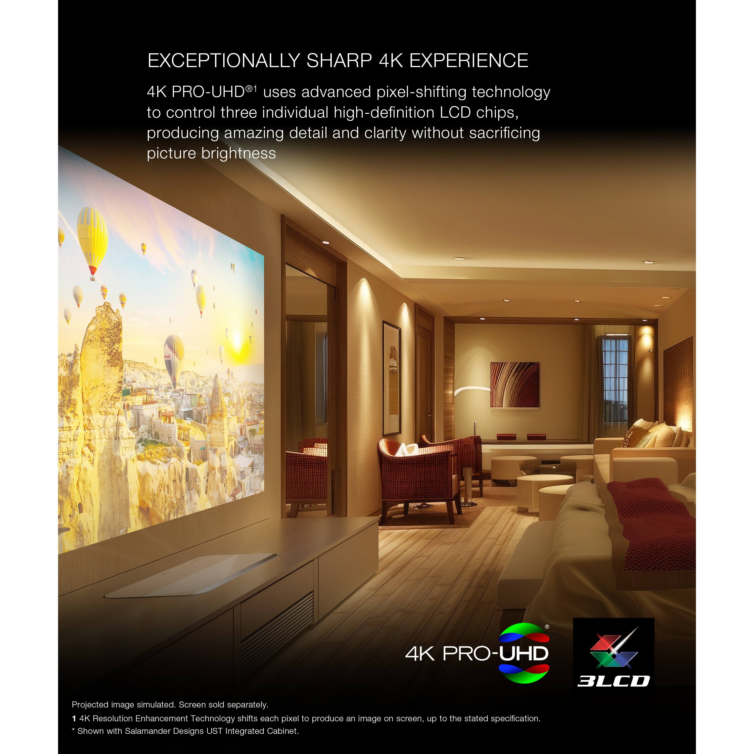 Epson QS100 4K PRO UHD HDR 4,500 Lumen 3LCD Ultra Short Throw Laser Projector White V11HB49020 ...