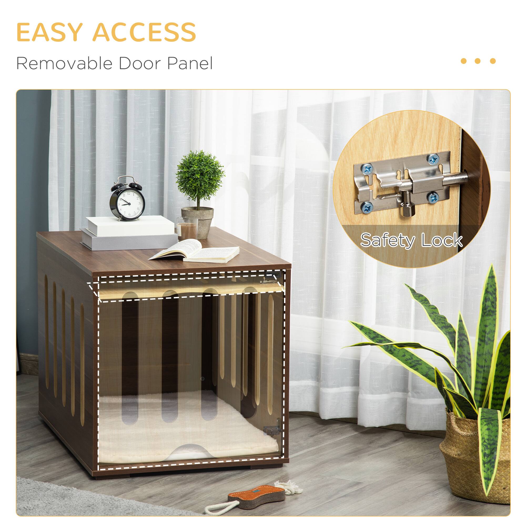 Pawhut Furniture Style Dog Crate End Table, Door Panel, Foam Cushion ...