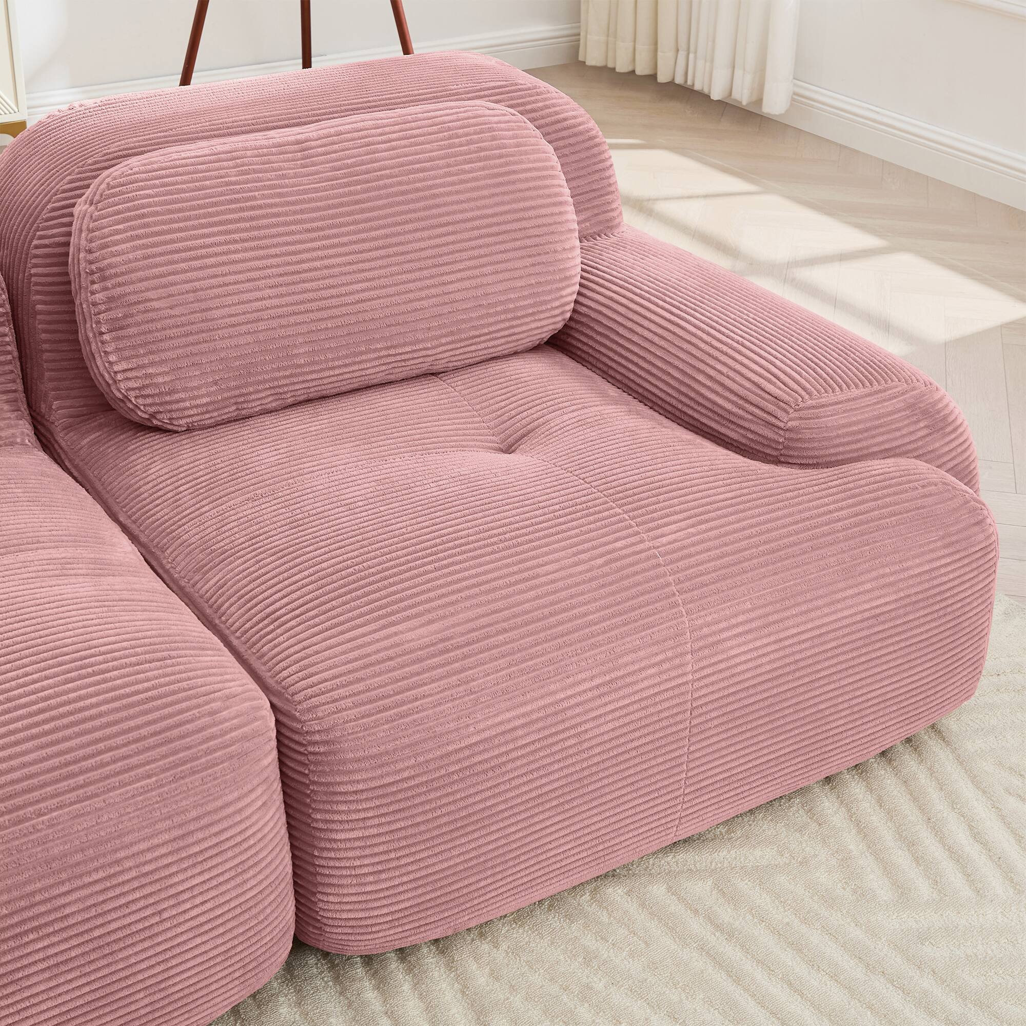 Aukfa 3 seats Modular Corduroy Sectional Sofa with Ergonomic Support ...