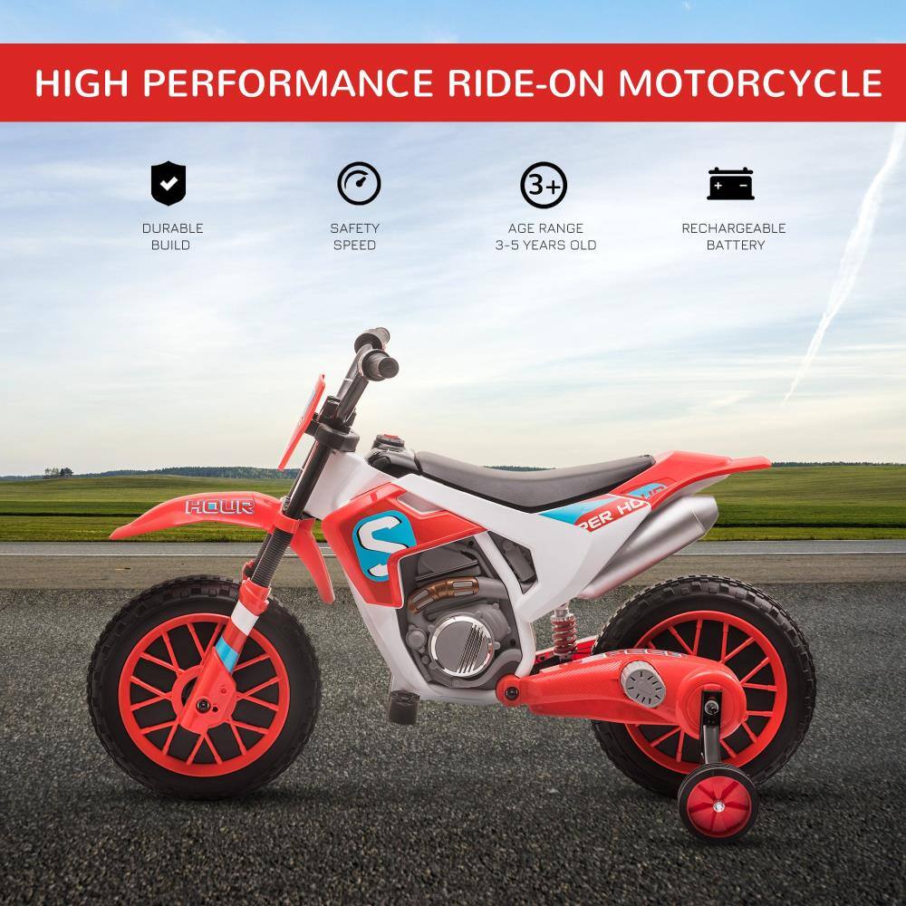 BreeBe 12V Electric Kids Dirt Bike Ride On Toy Motorcycle with Rechargeable Battery, Training ...