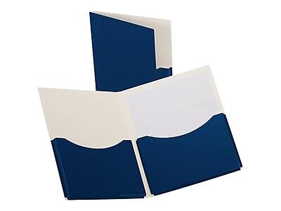 Oxford Double Stuff 2 Pocket Laminated Folders, 20/Box (OXF 54443) Navy ...
