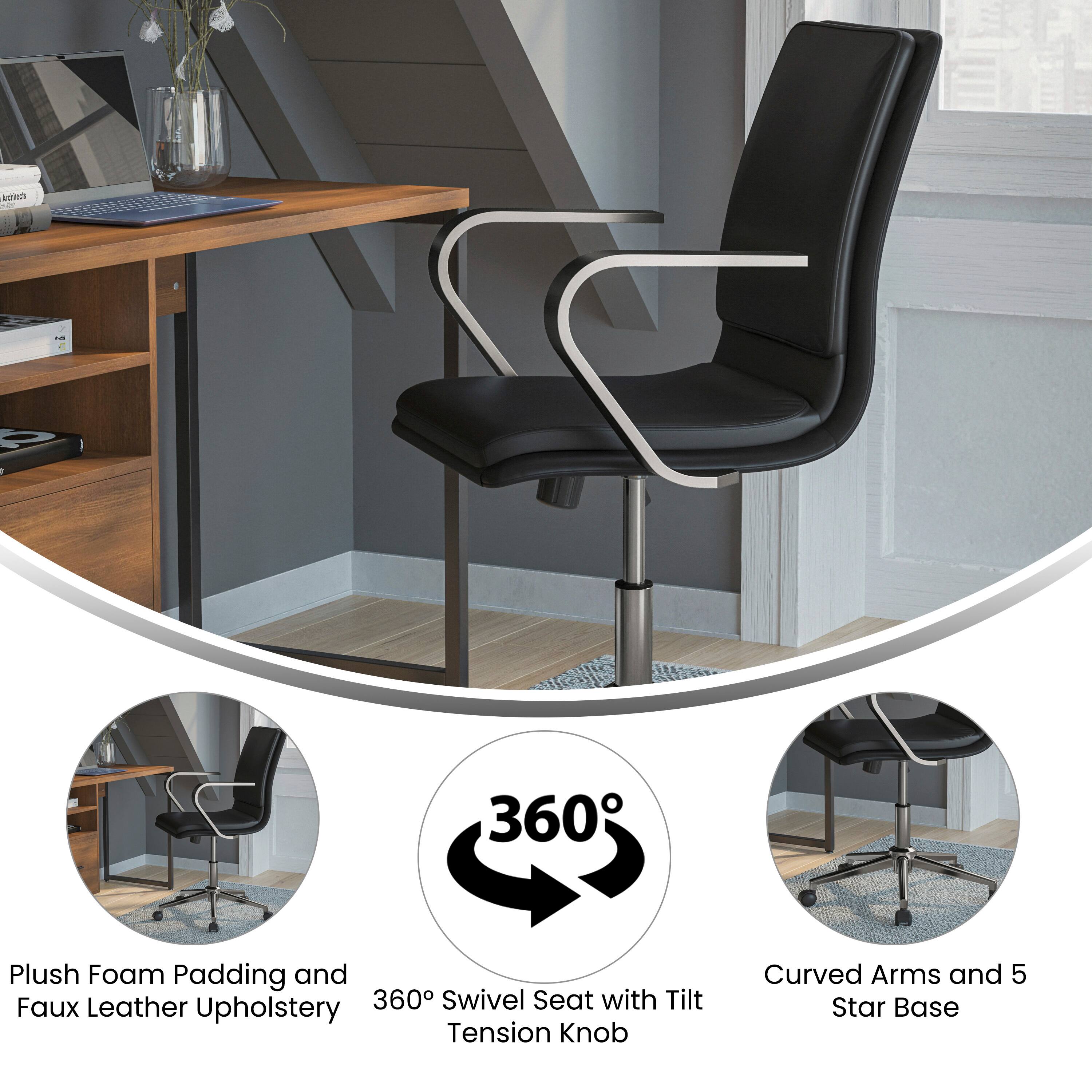 Emma + Oliver Ziva Modern Upholstered Mid Back Home Office Chair with ...