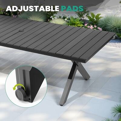 Crestlive Products X Leg Large Patio Plastic Wood Top Aluminum Frame ...