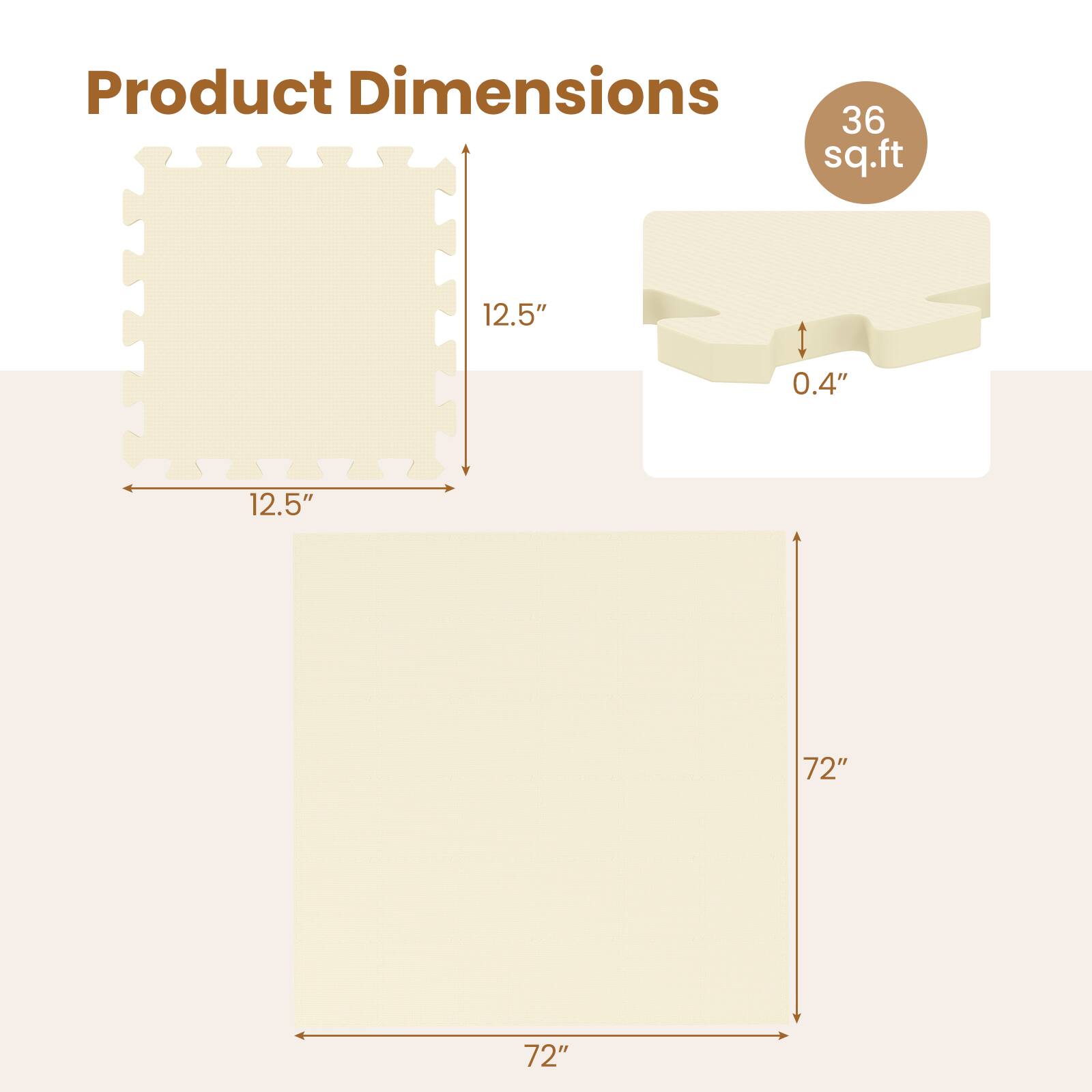 Gymax 36 Pack Interlocking EVA Foam Floor Tiles 2/5 Inch Thick Puzzle ...