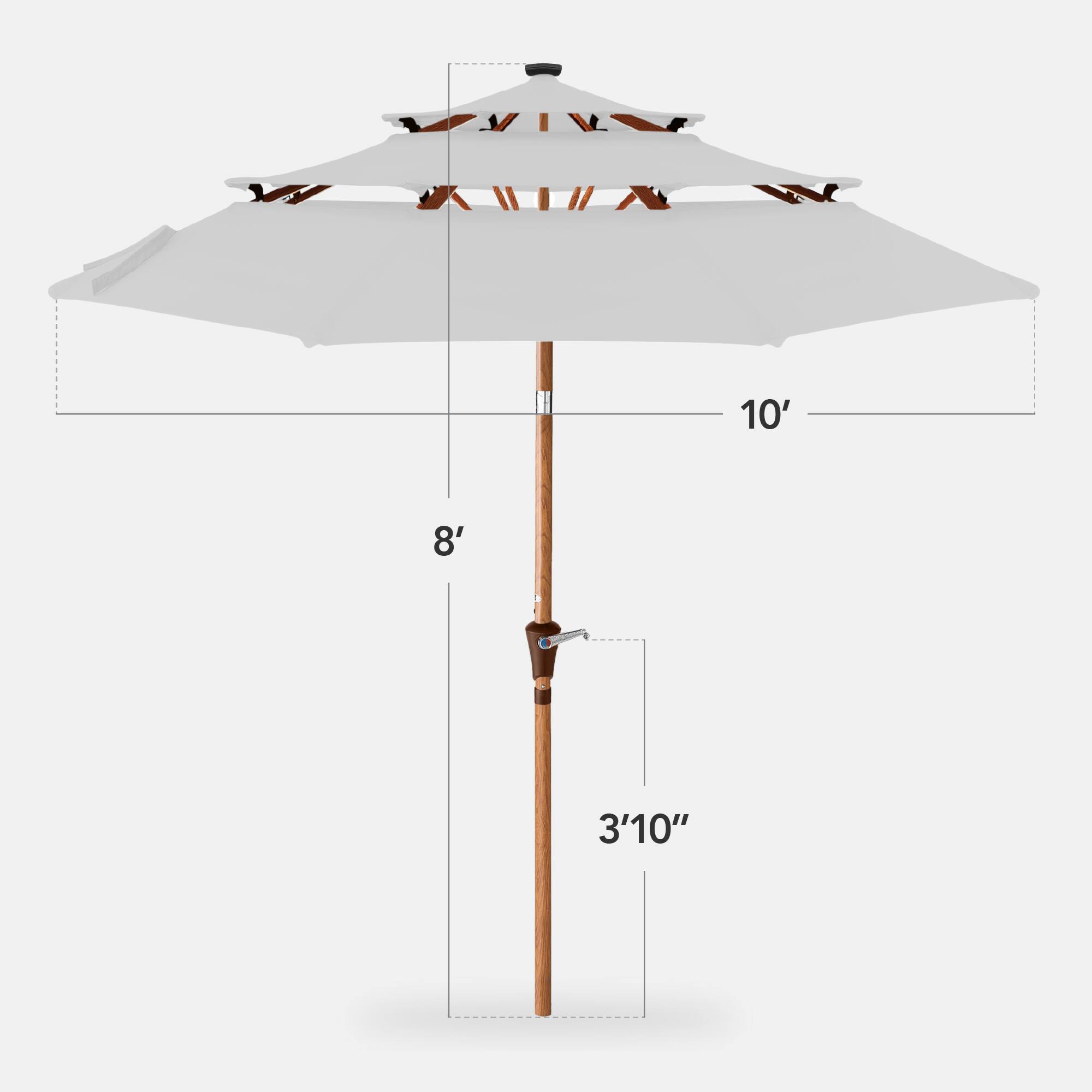 Best Choice Products Woodgrain Pattern 10ft 3 Tier Solar Patio Umbrella ...