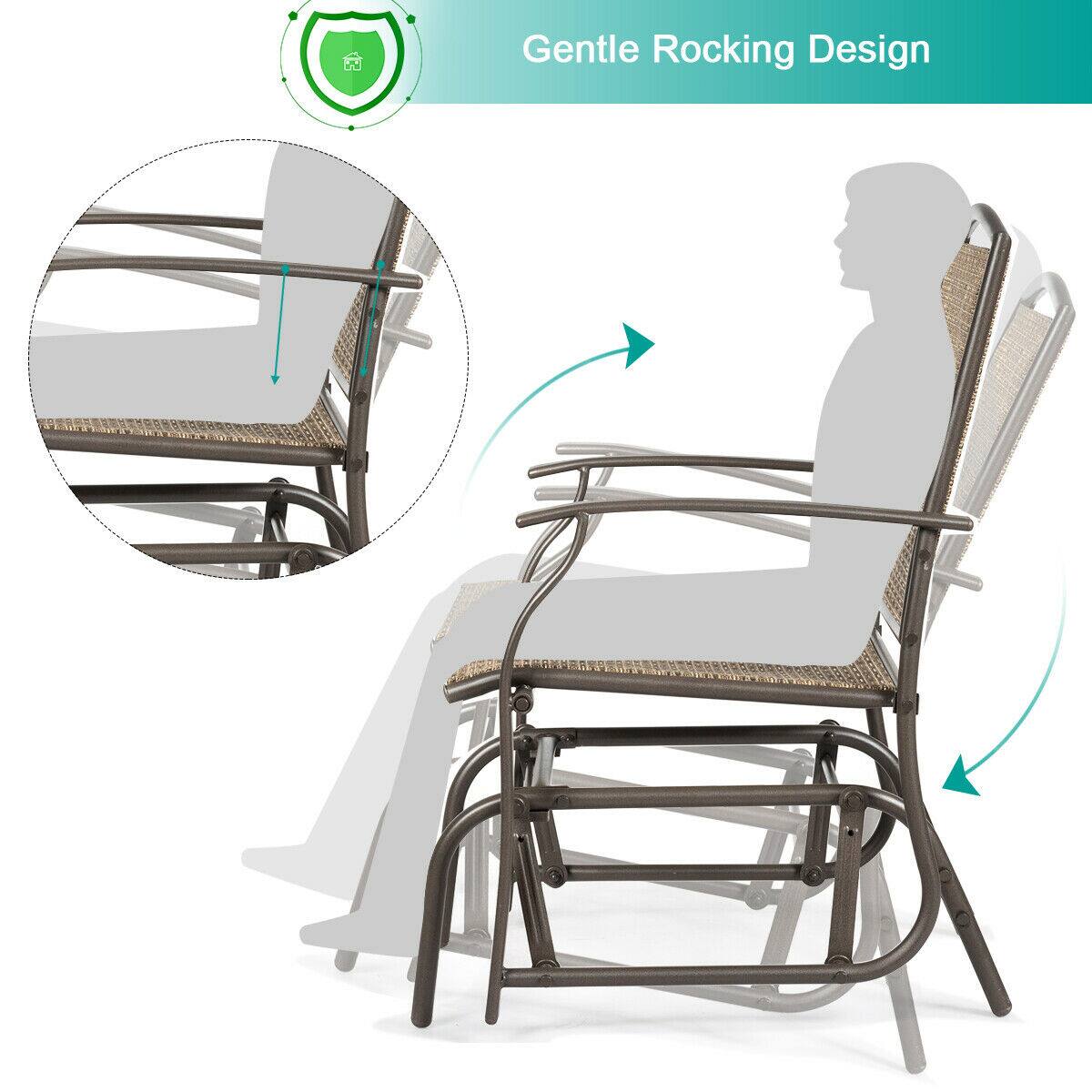 Costway Patio Swing Single Glider Chair Rocking Seating Steel Frame ...