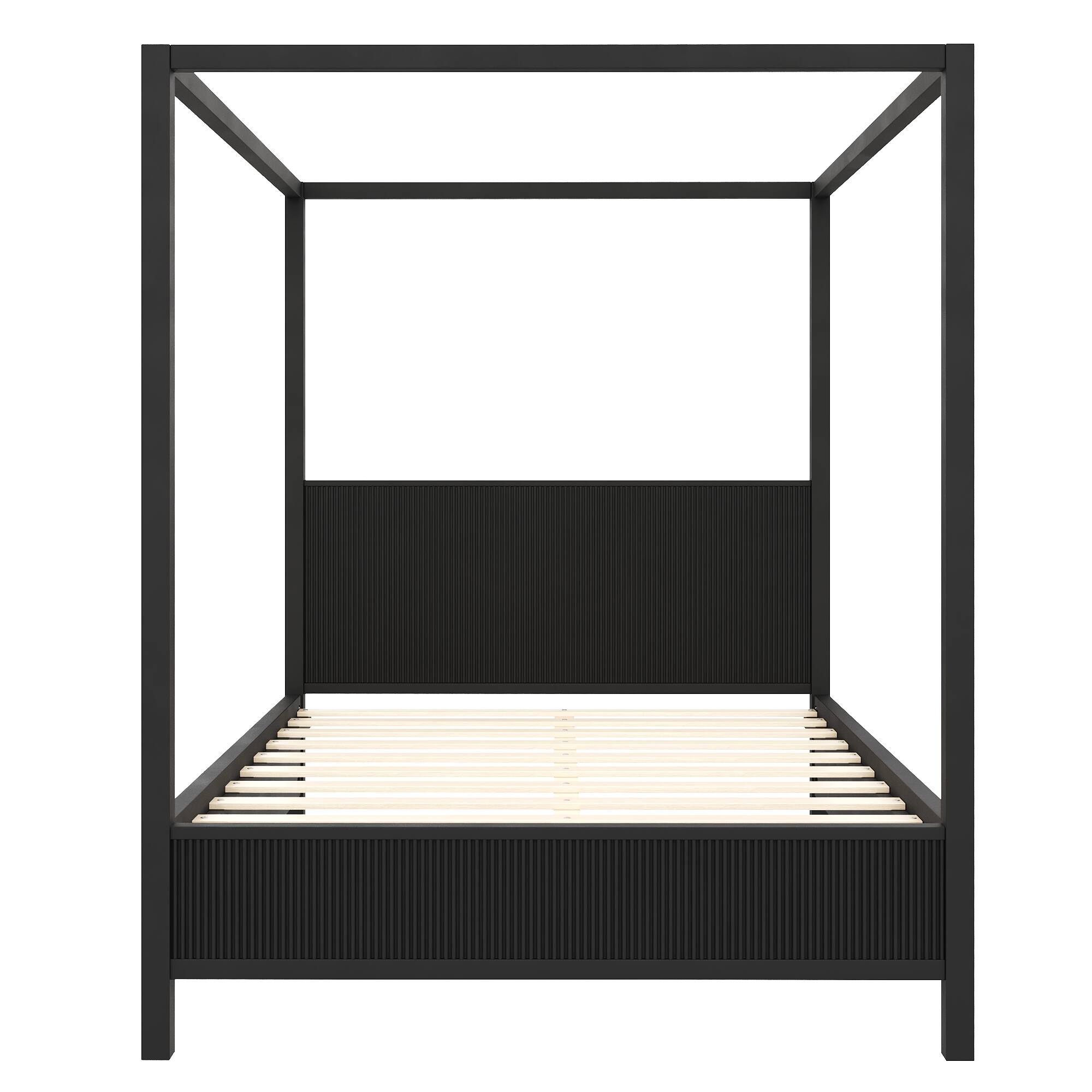 Whisen Queen size Wooden Canopy Platform Bed with Support Slats for ...