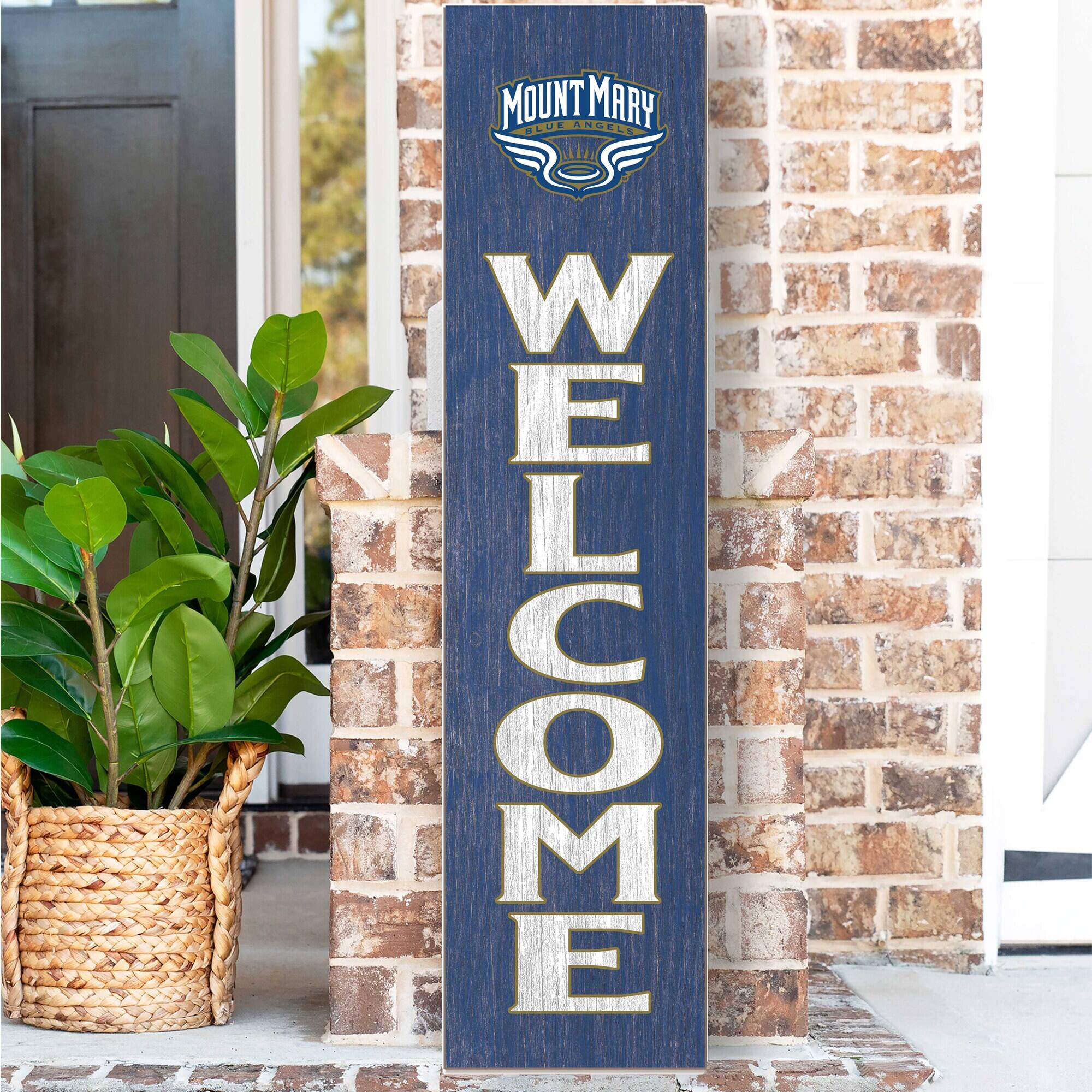 Jardine Mount Mary Angels 12'' x 48'' Welcome Outdoor Leaner Blue ...