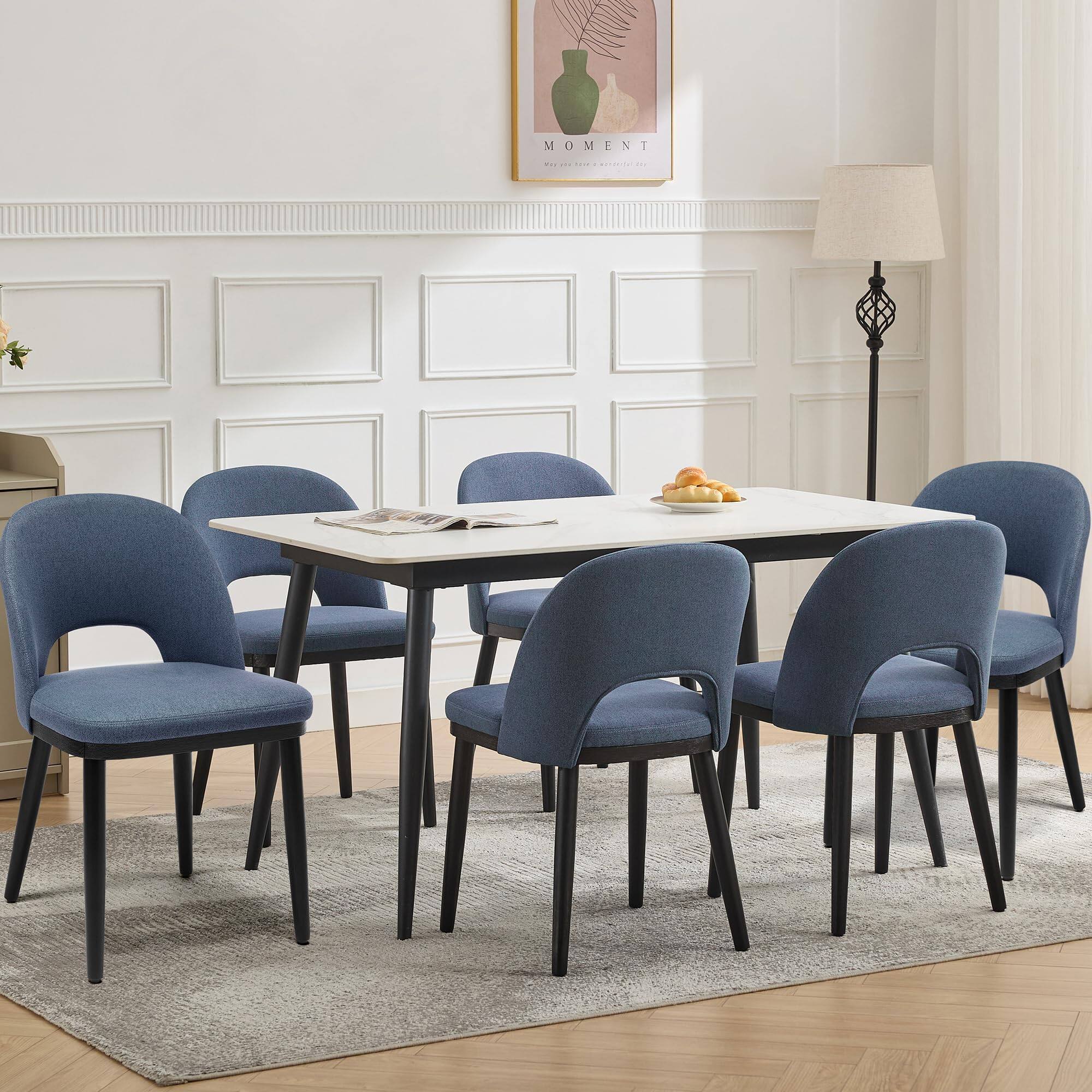 Babevy Wooden Dining Chairs Set of,Modern Fabric Upholstered Dining ...