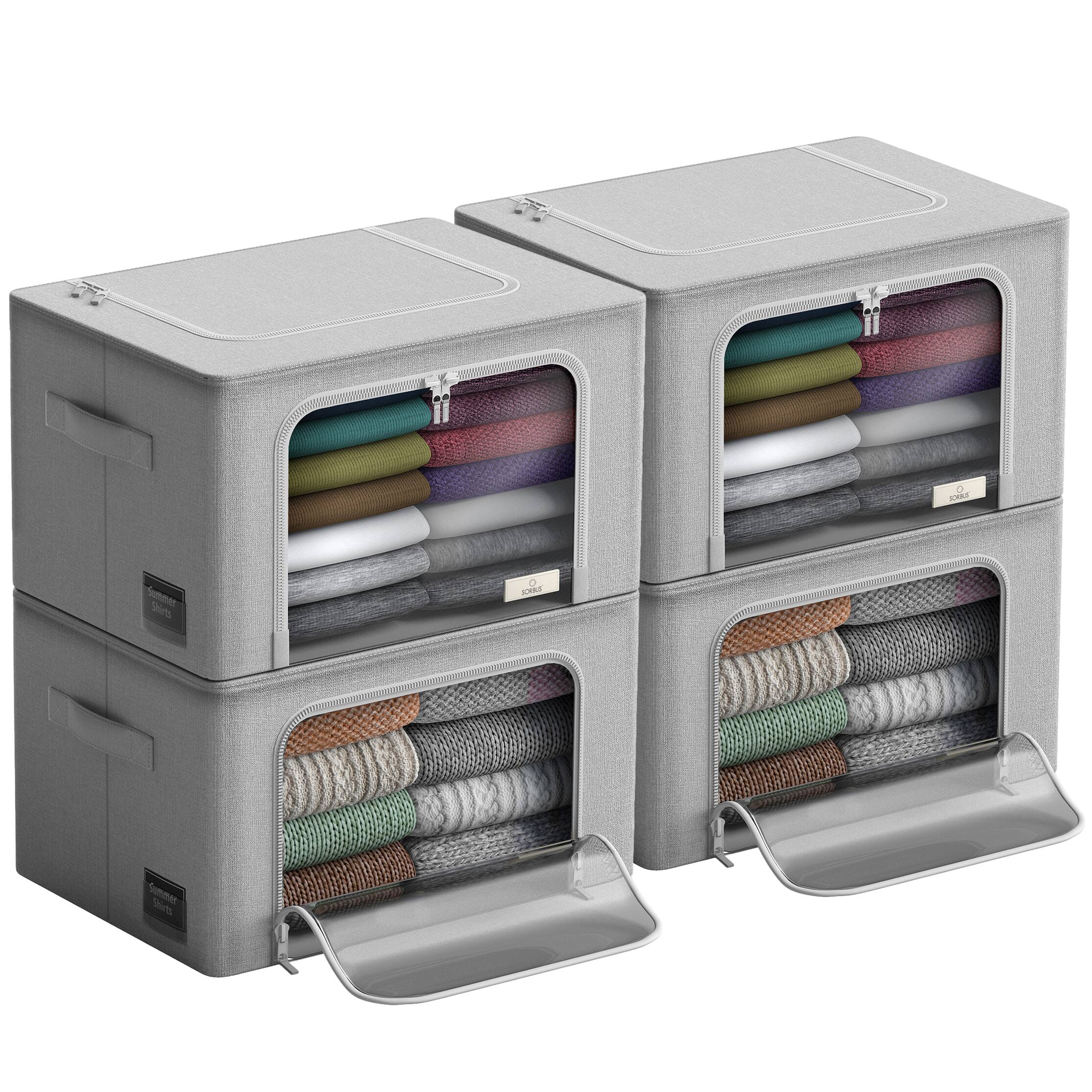 Sorbus 4 Pack Medium Foldable Storage Box, Large Window & Handles ...