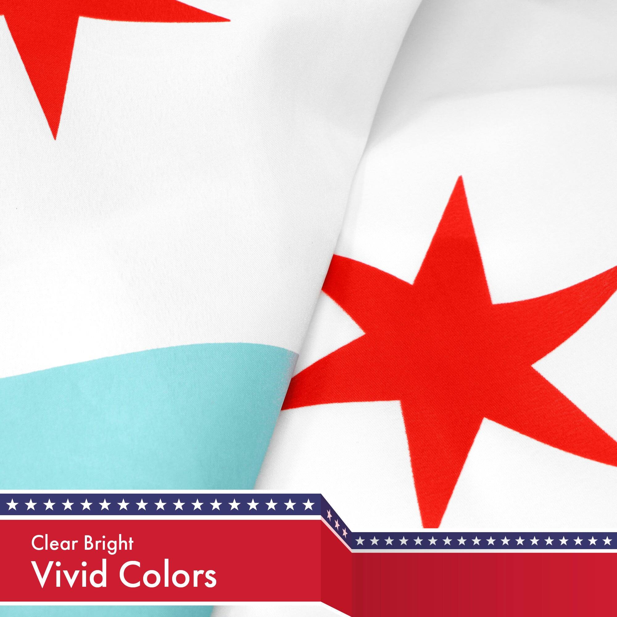G128 Chicago City Flag 3x5 ft 2 Pack, 150D Printed Polyester Assorted ...