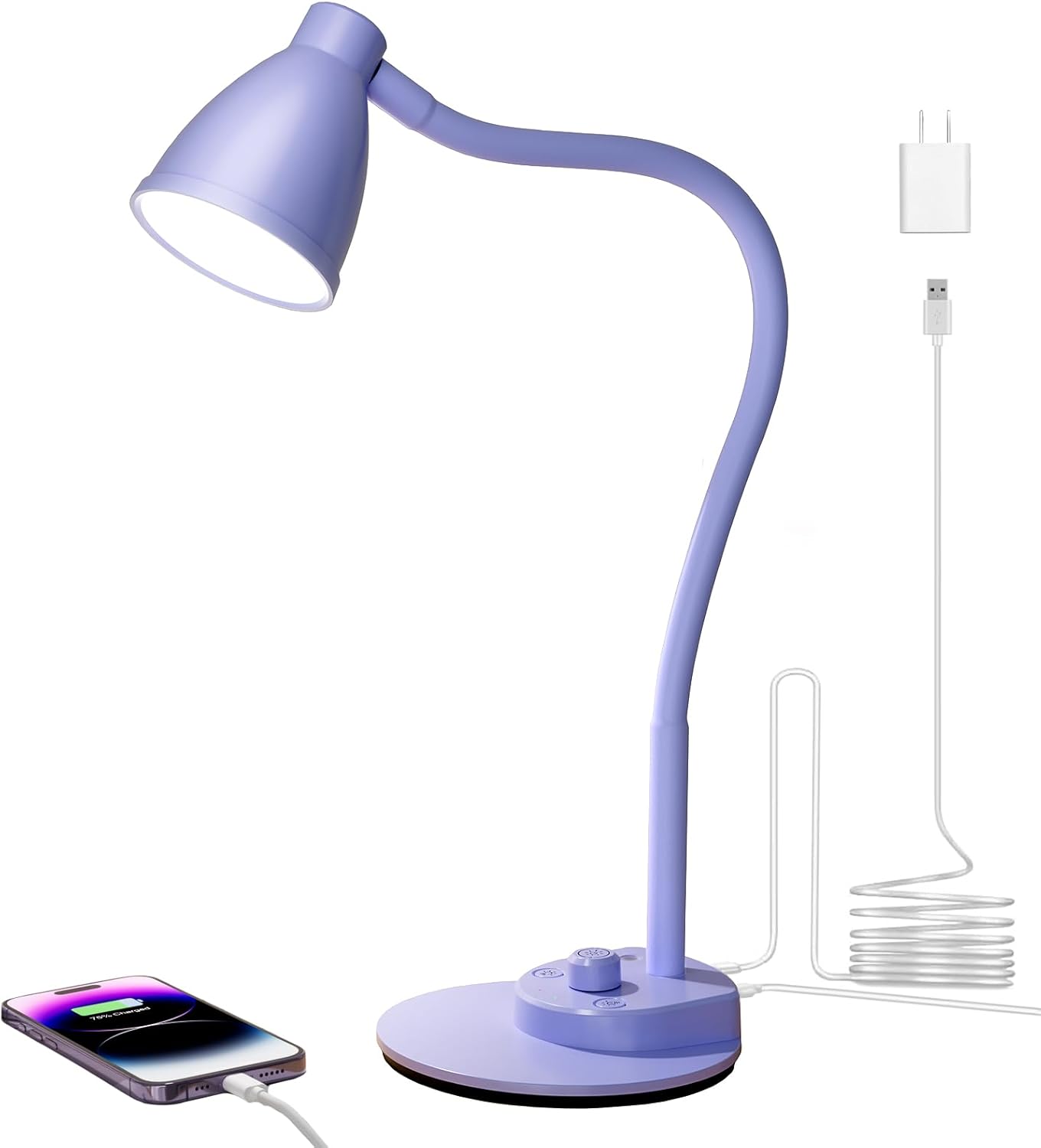 FINEAK Smart LED Desk Lamp Auto Dimming, Eye Caring, USB Charging Port ...