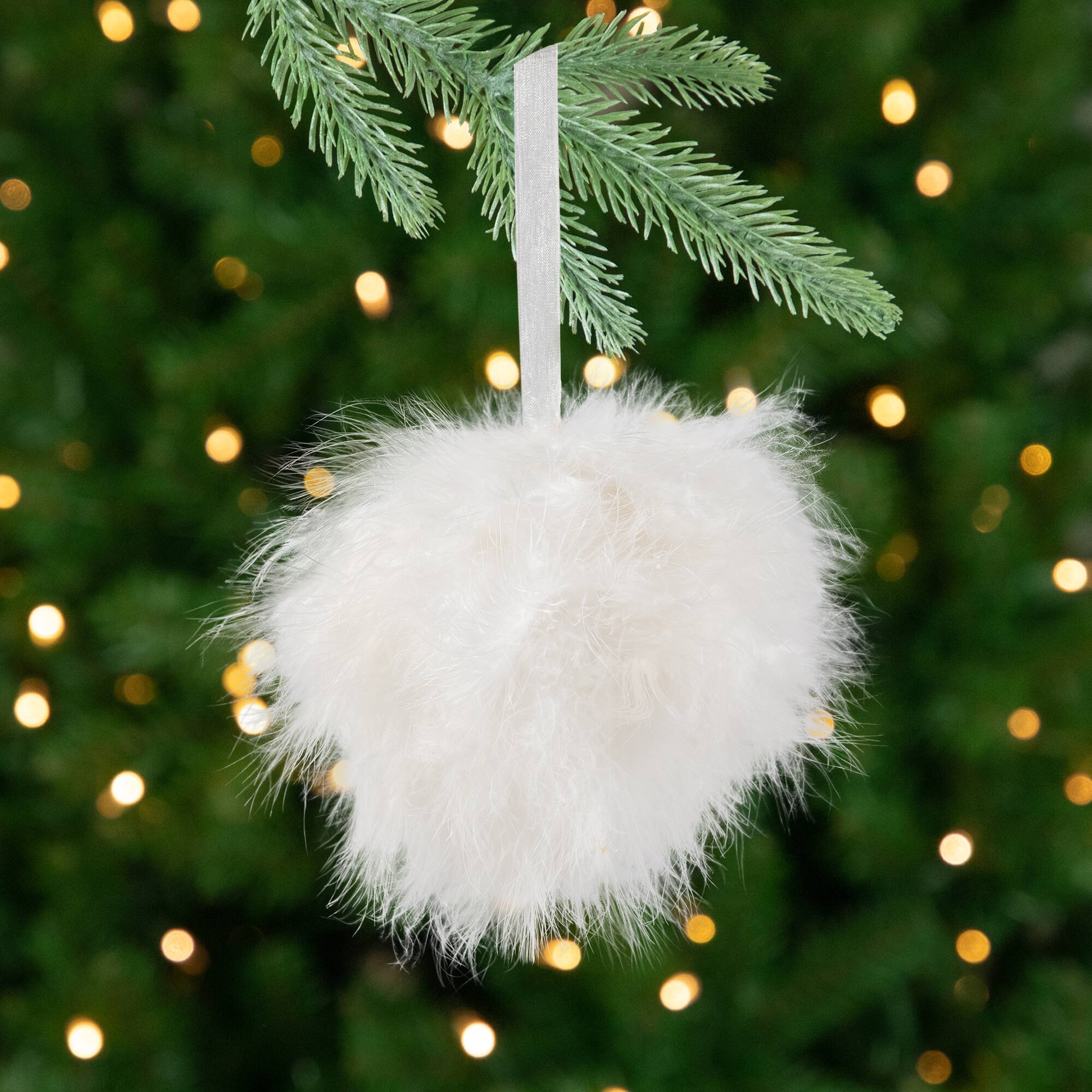 Northlight Wispy Feather Christmas Ball Ornament 6" White 35768309 ...