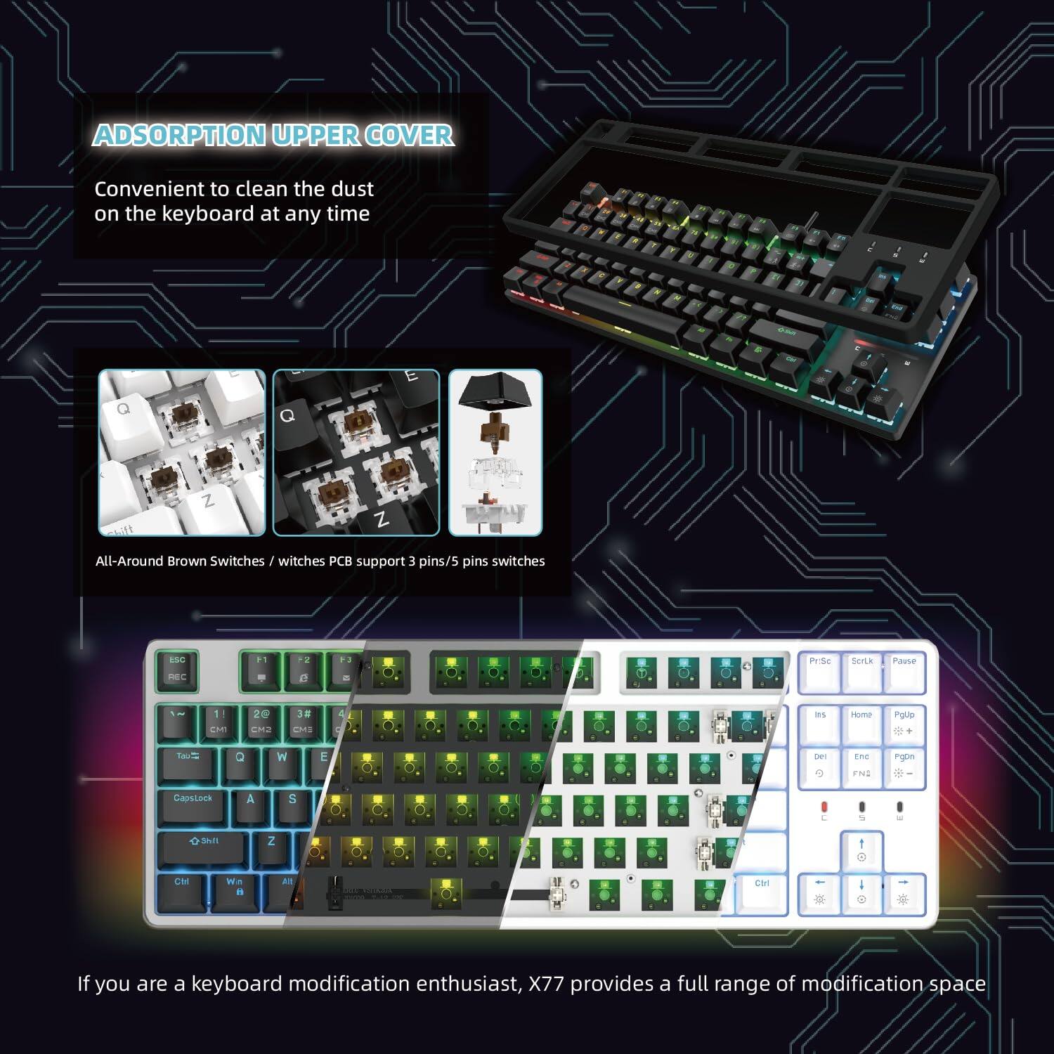 Comfort Essence X77 Hot Swappable Mechanical KeyboardRGB Gaming ...
