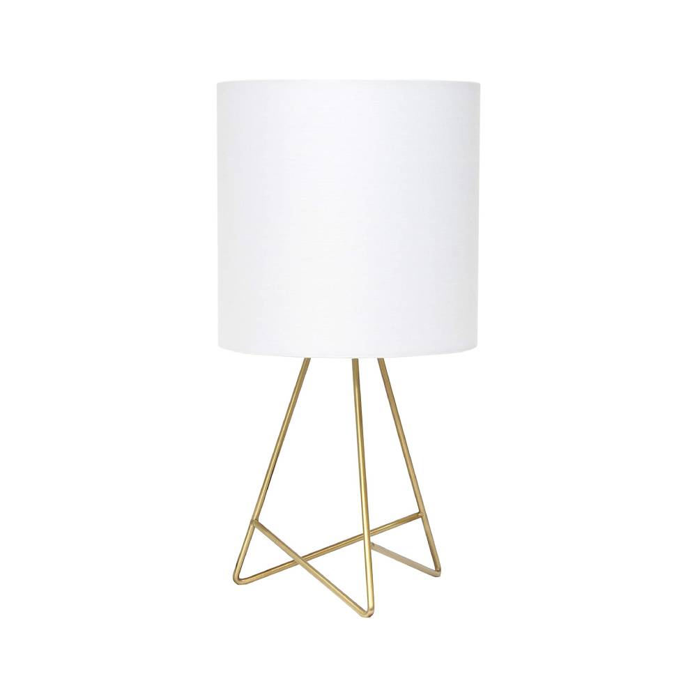 Timberline Haven Metal Tabletop Lamp with Fabric Shade Gold, White ...