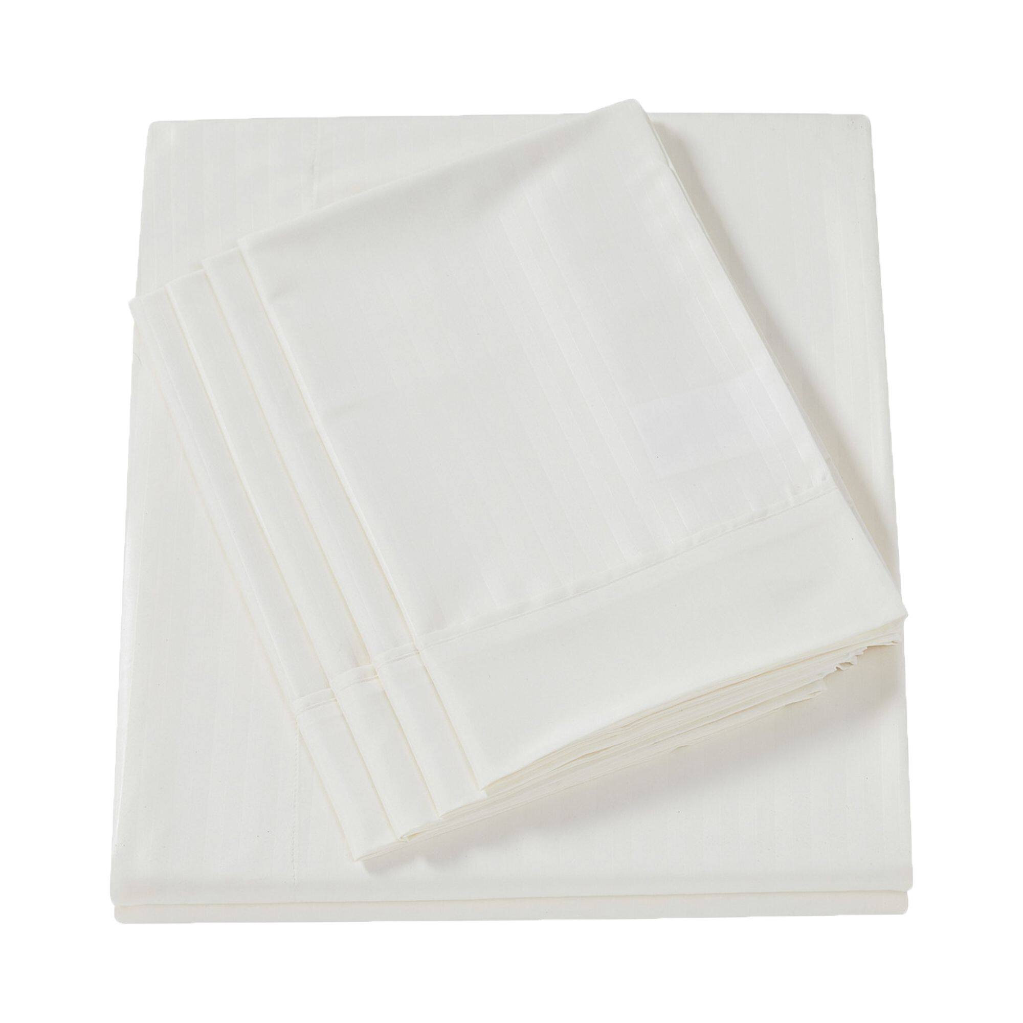 Sweet Home Collection 6 Piece Embossed Dobby Stripe Sheet Set, Double ...