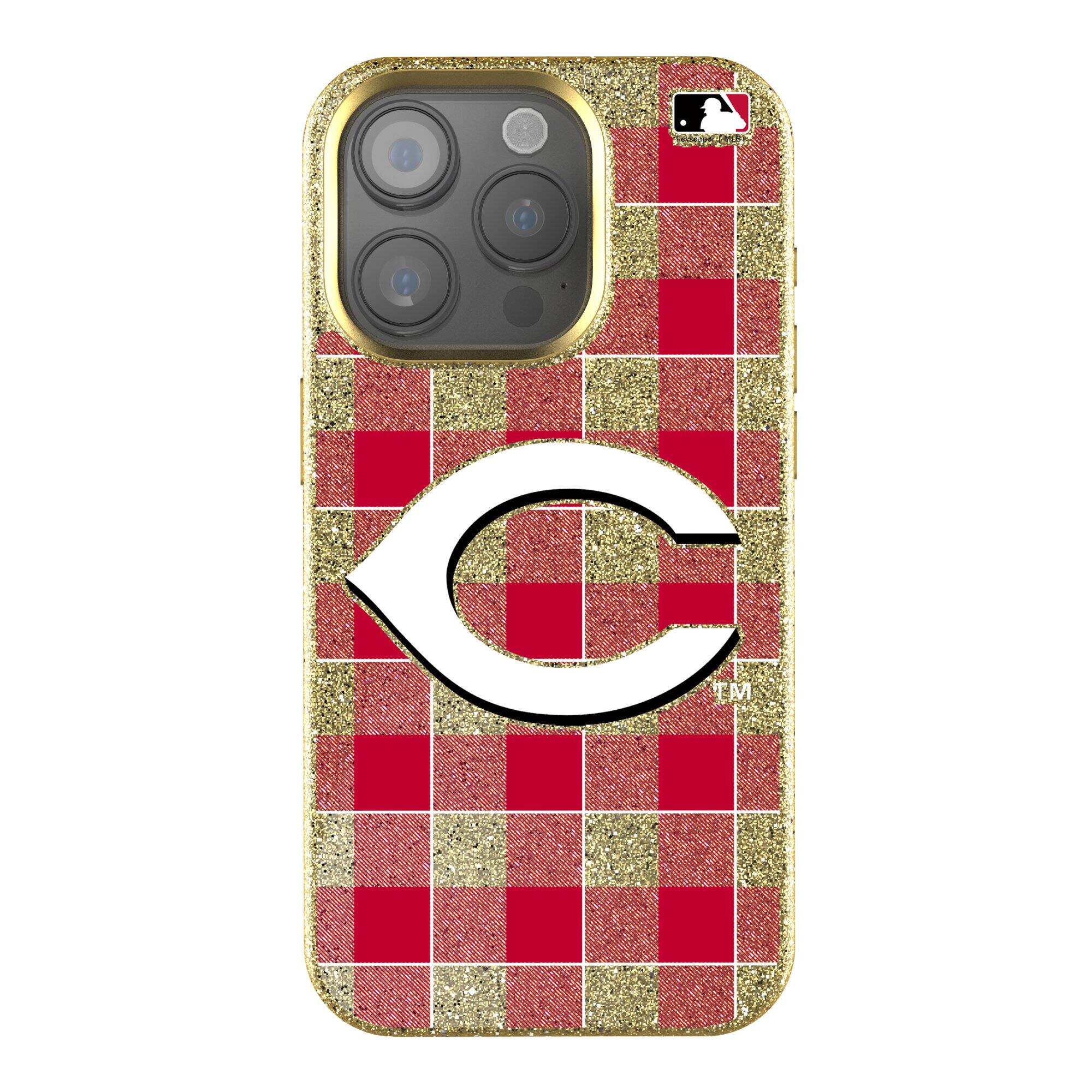 Keyscaper MLB Cincinnati Reds Plaid Bling iPhone Case 15 Gold 202142738 ...