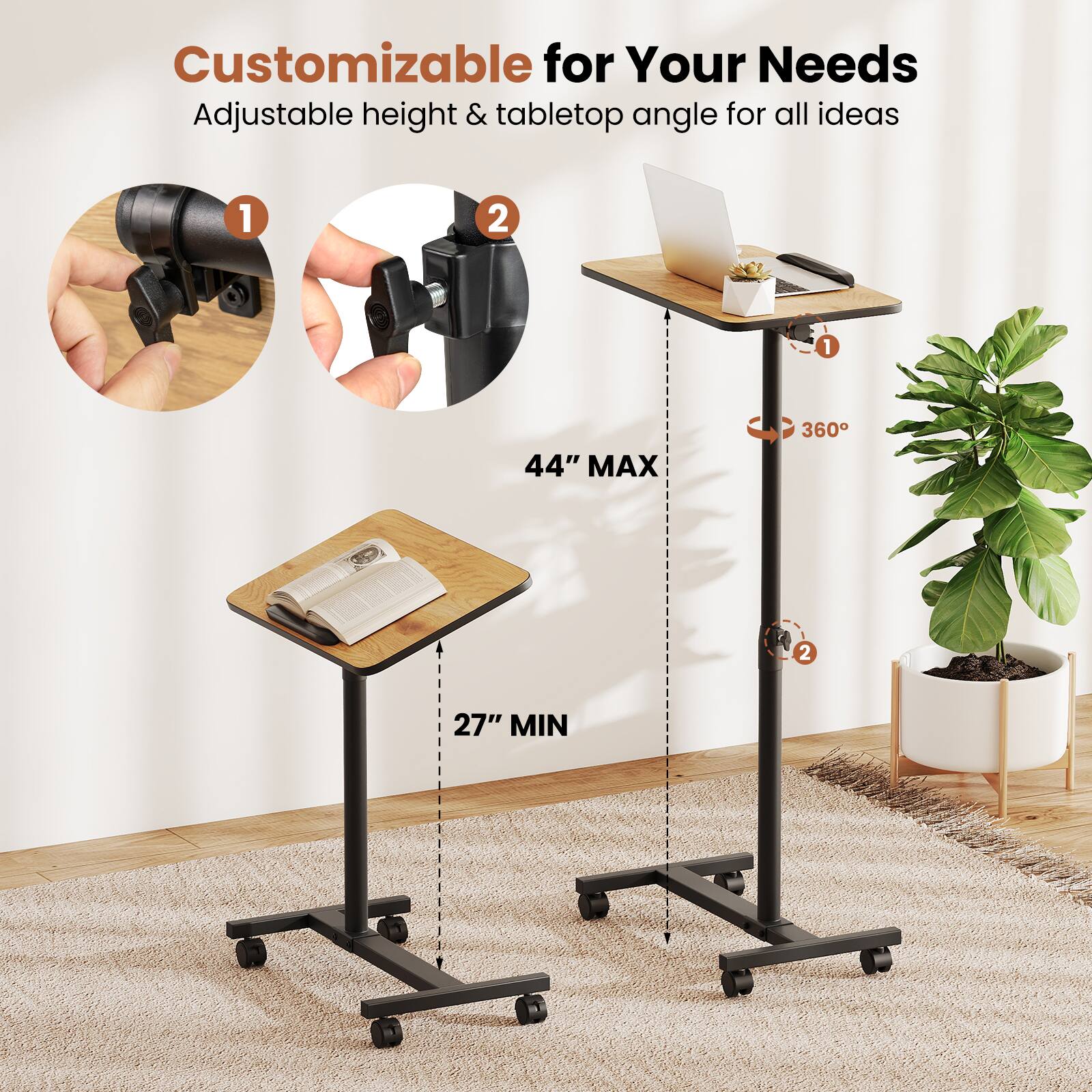 Customizable for Your Needs Adjustable height & tabletop angle for all ...