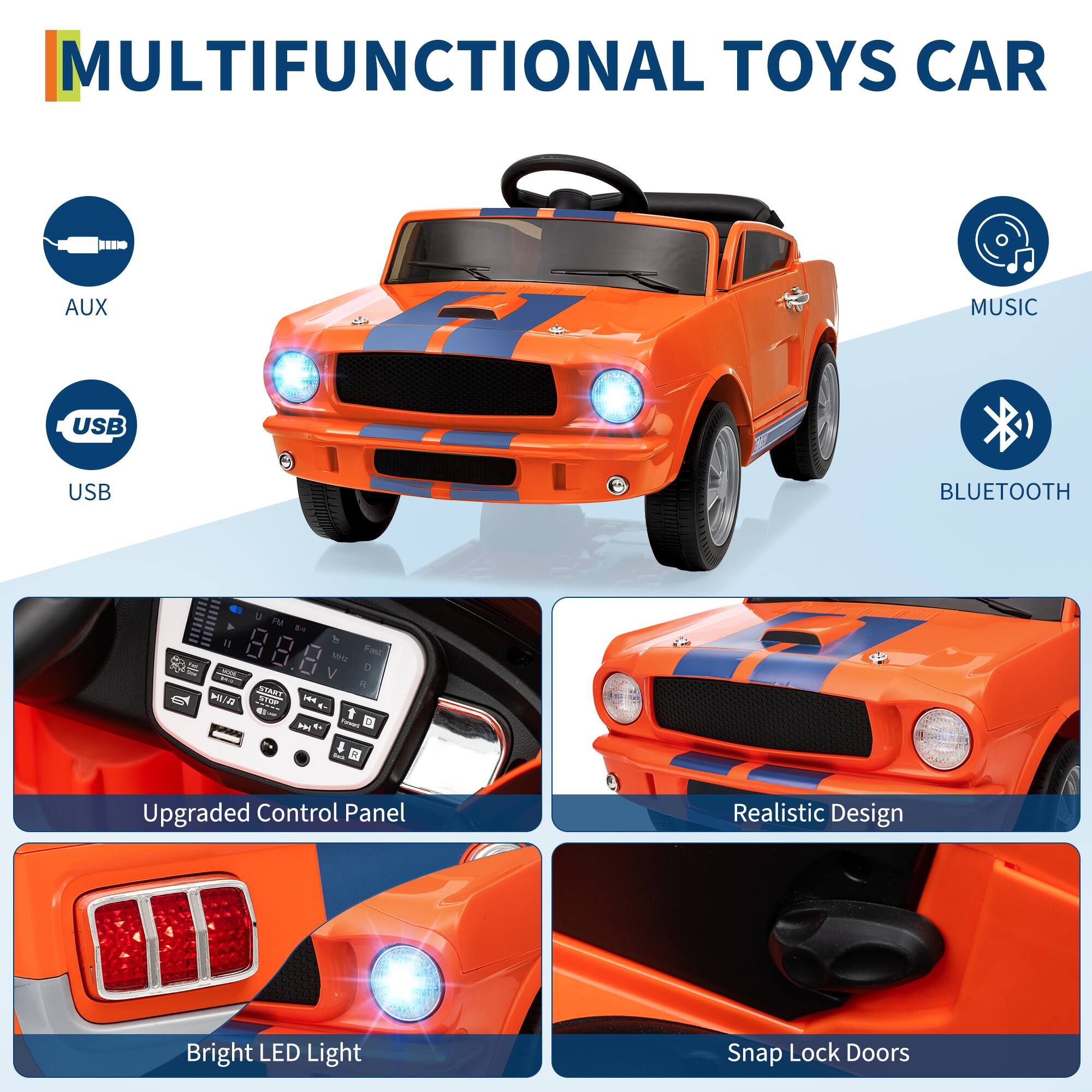 Qeetex Shelby 12V Licensed Electric Ride On Car Parent Remote 3 Speeds ...