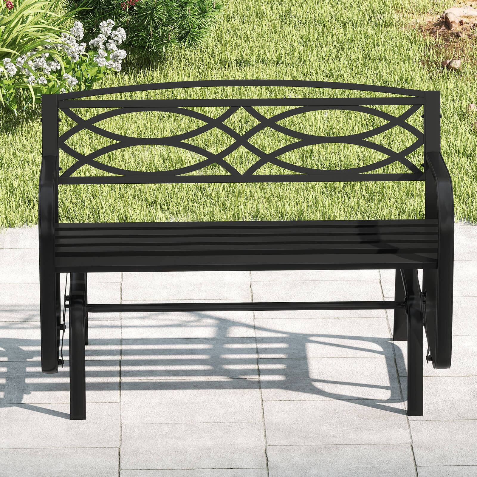 Costway 2 Person Outdoor Glider Bench with Metal Frame Armrests ...