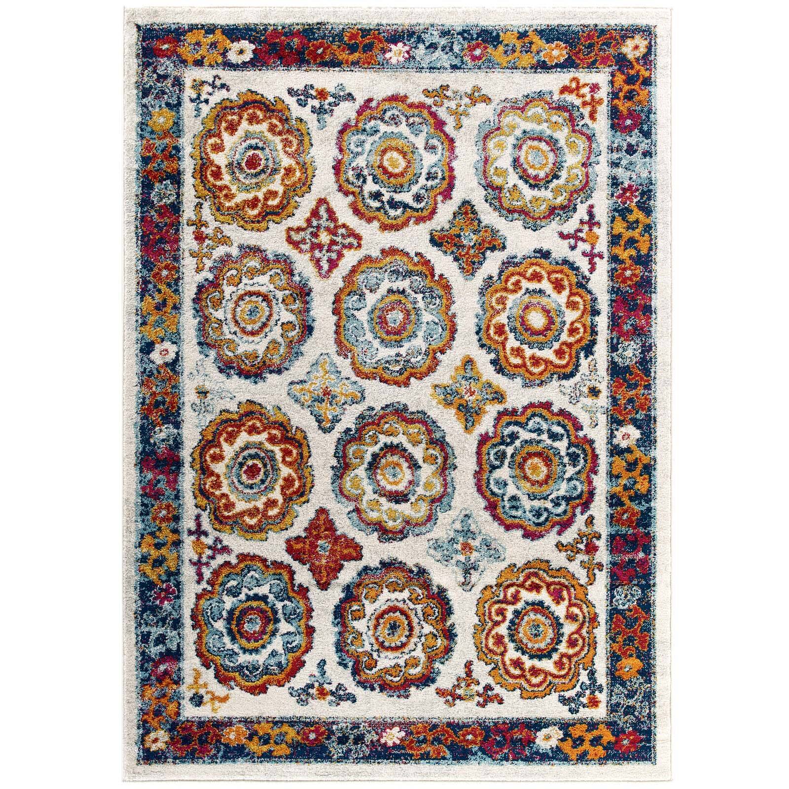 Modway Entourage Odile Distressed Floral Moroccan Trellis Area Rug ...