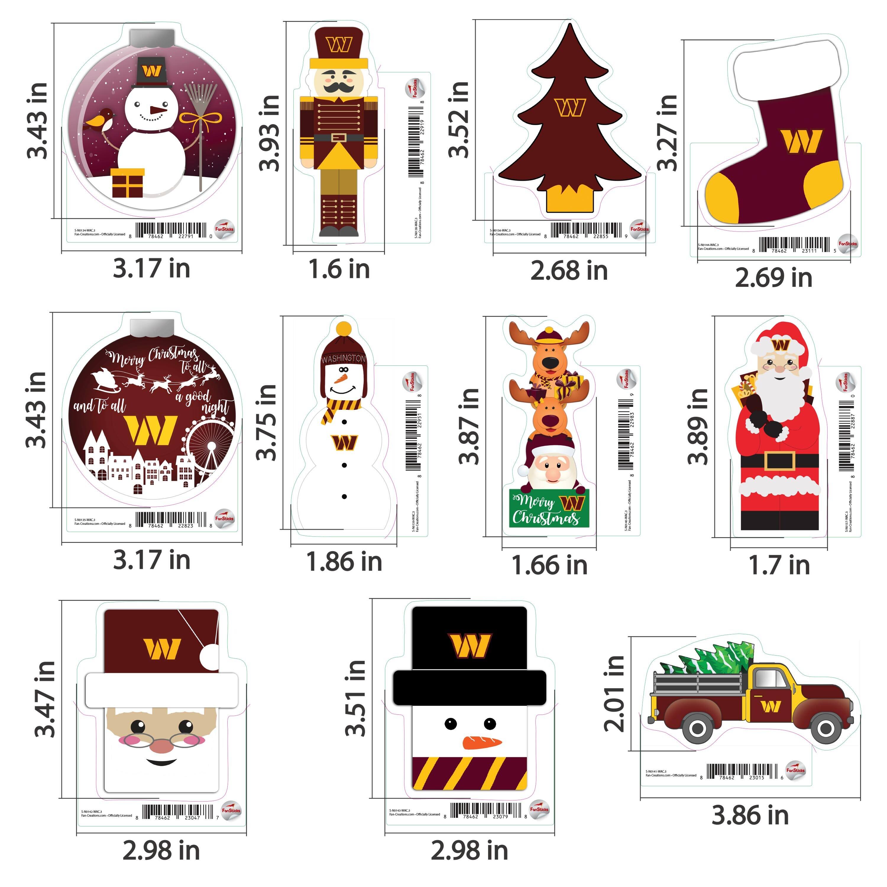 Fan Creations Washington Commanders Holiday Sticker Set Multicolor ...