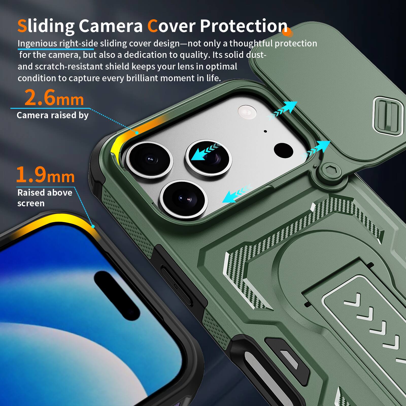 Dteck Rugged Stand Case for Apple iPhone 17 Pro Max,Shockproof Heavy ...