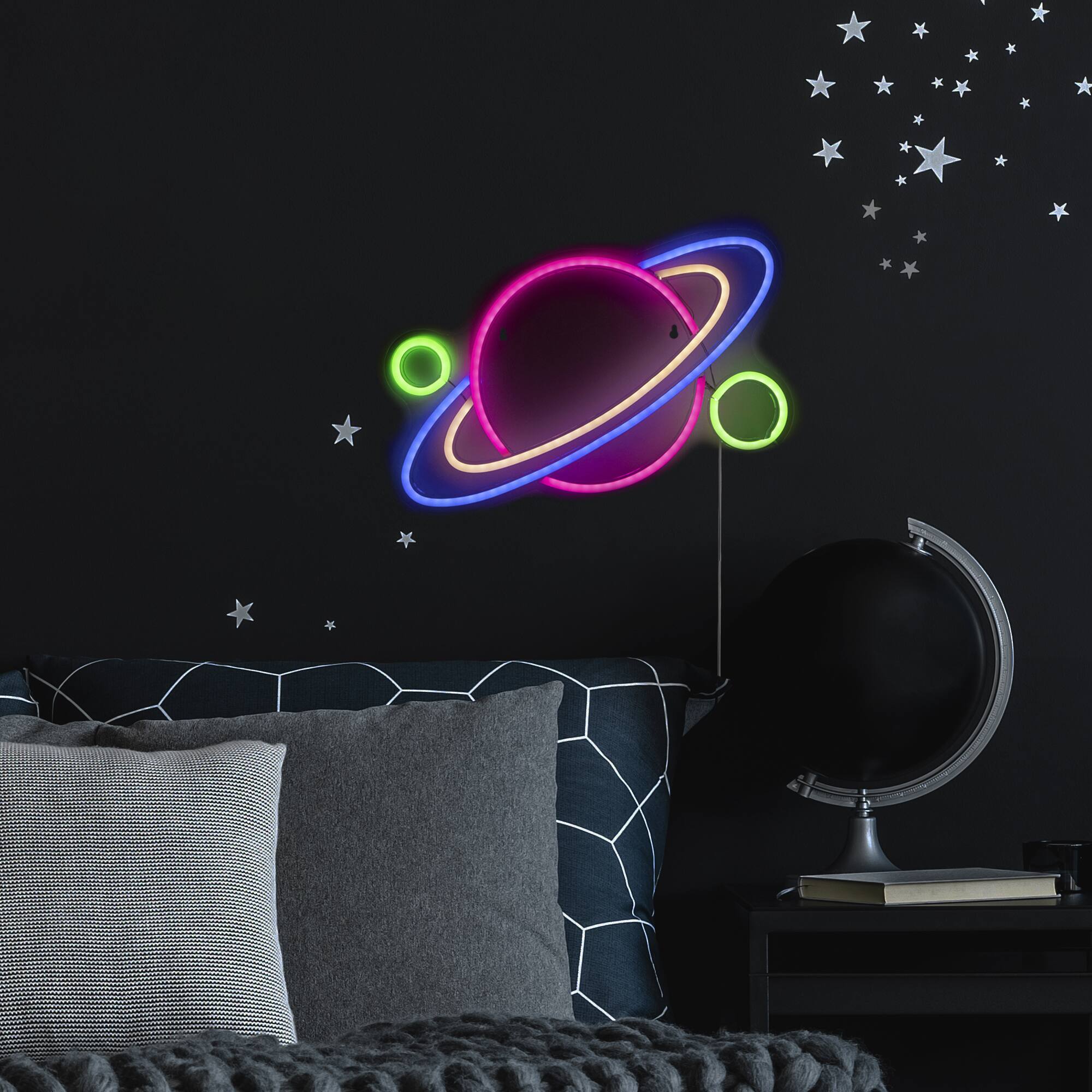 Northlight LED Ringed Planet Neon Lighted Wall Art 16" Pink 35127697 ...