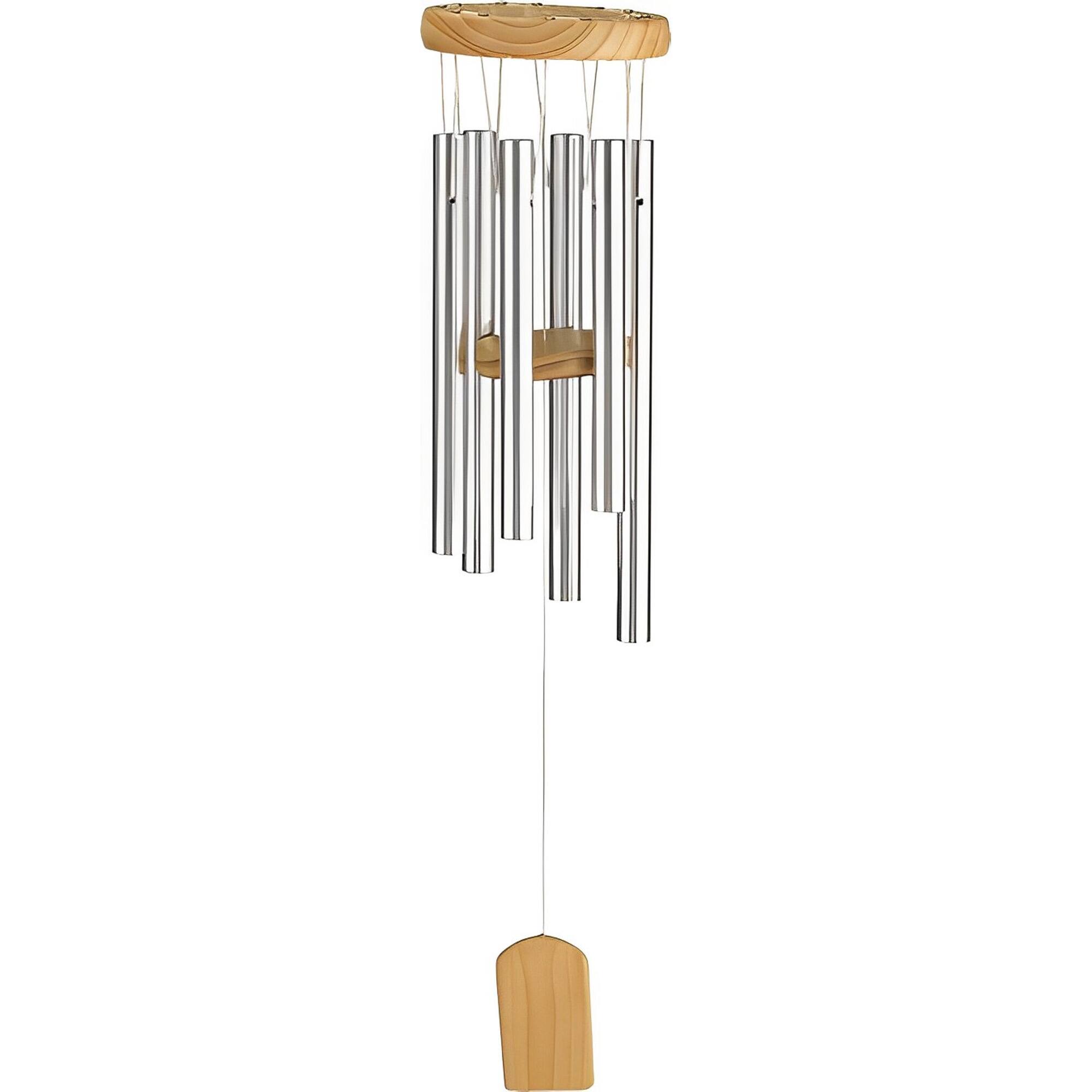 FC Design 19" Long Silver Wood Top Traditional Wind Chime Outdoor Patio ...